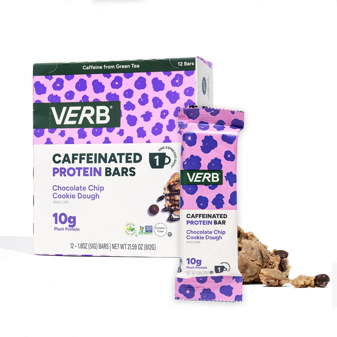 Verb Energy - Caffeinated YYF14 Protein Bars Chocolate Chip 190-Calorie ...