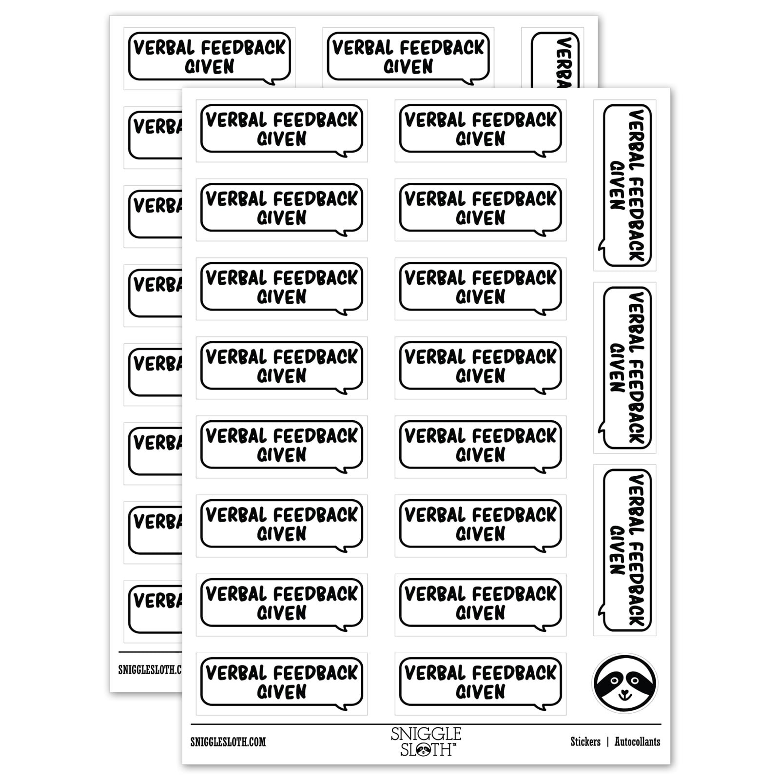 Verbal Feedback Given Speech Bubble Teacher Student School Sticker Set ...