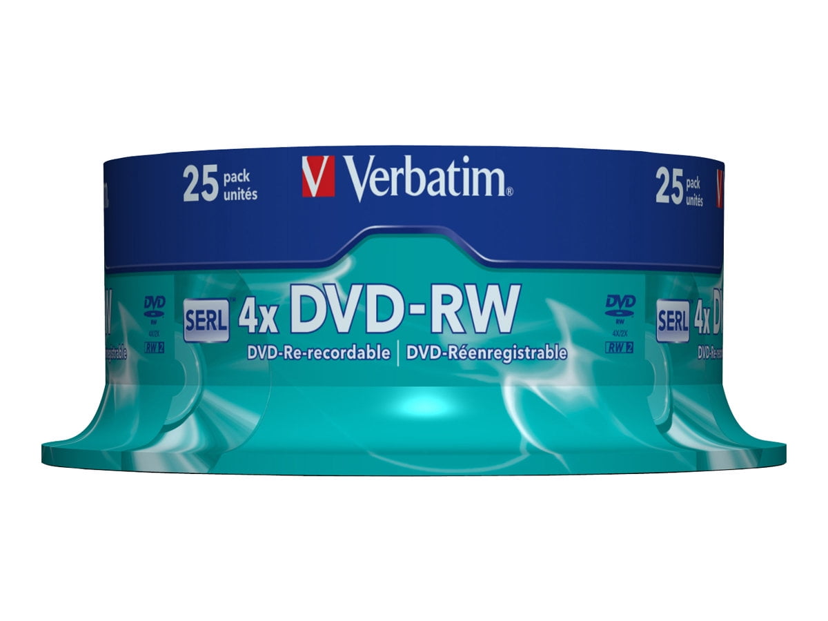 Verbatim - 25 x DVD-RW - 4.7 GB (120min) 4x - matte silver - spindle ...