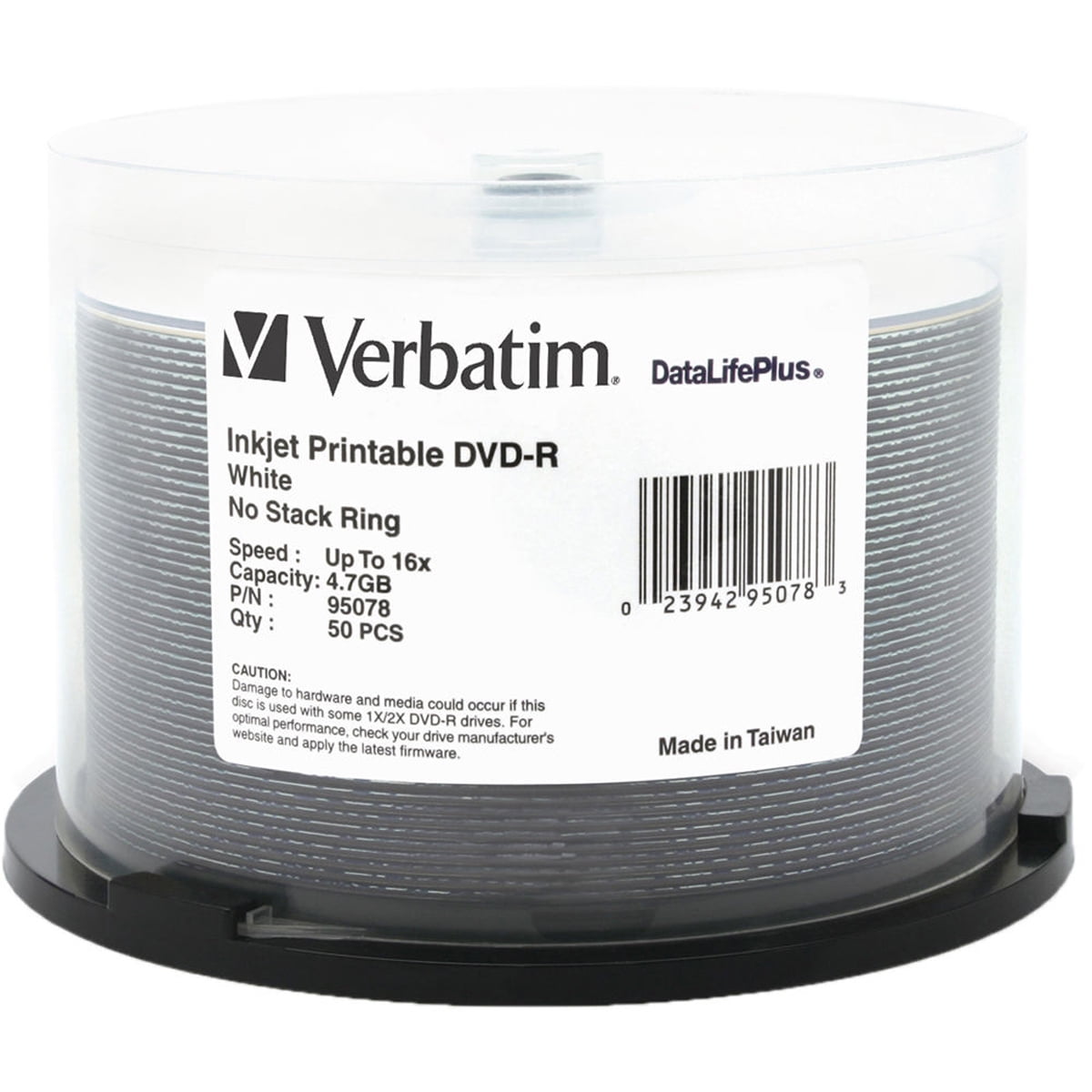 Verbatim, DVD-R, 4.7GB 16X White Inkjet Printable 50-Pack Spindle ...