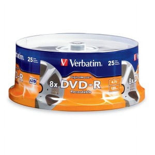 Verbatim 4.7GB 8X DVD-R 25 Packs Cake Box High-Quality Digital Movie ...