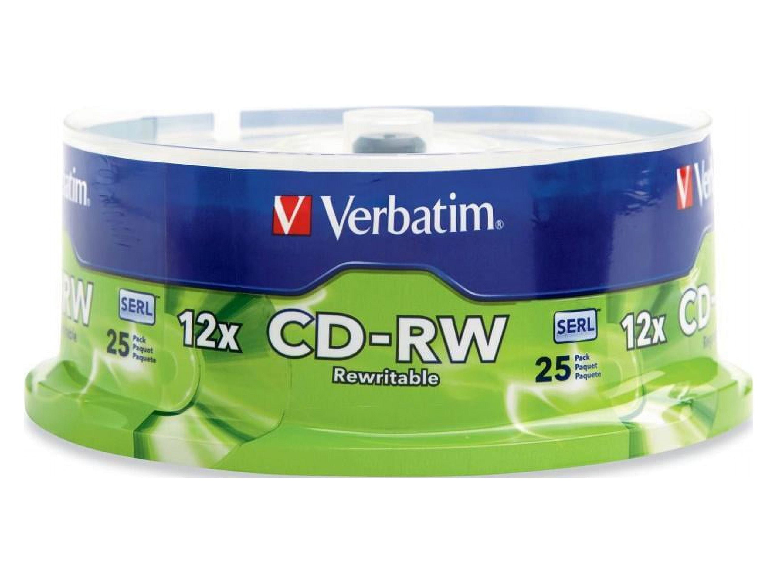 Verbatim Burn Disk Recordable 700MB 12X CD-RW, 25 Pack Spindle Media ...