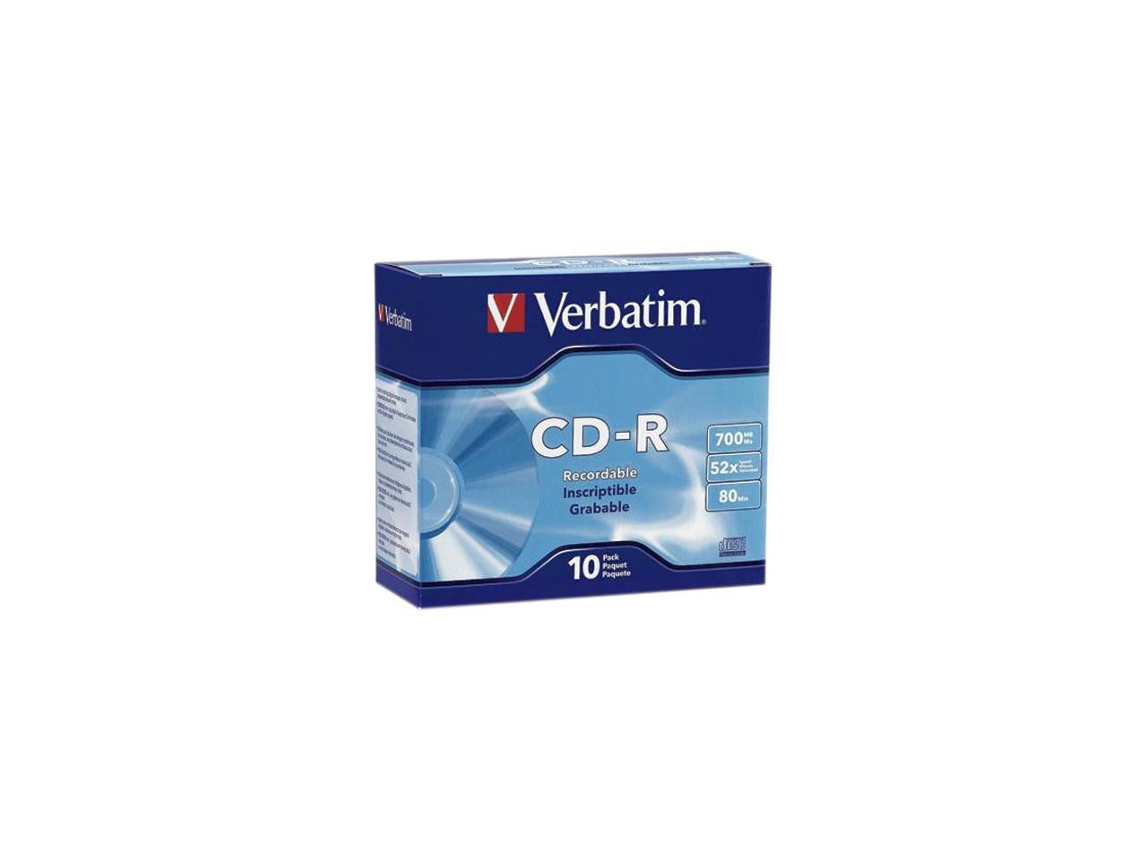 Verbatim 700MB 52X Branded 10 Packs Slim Case Disc Model 94935 - Retail ...