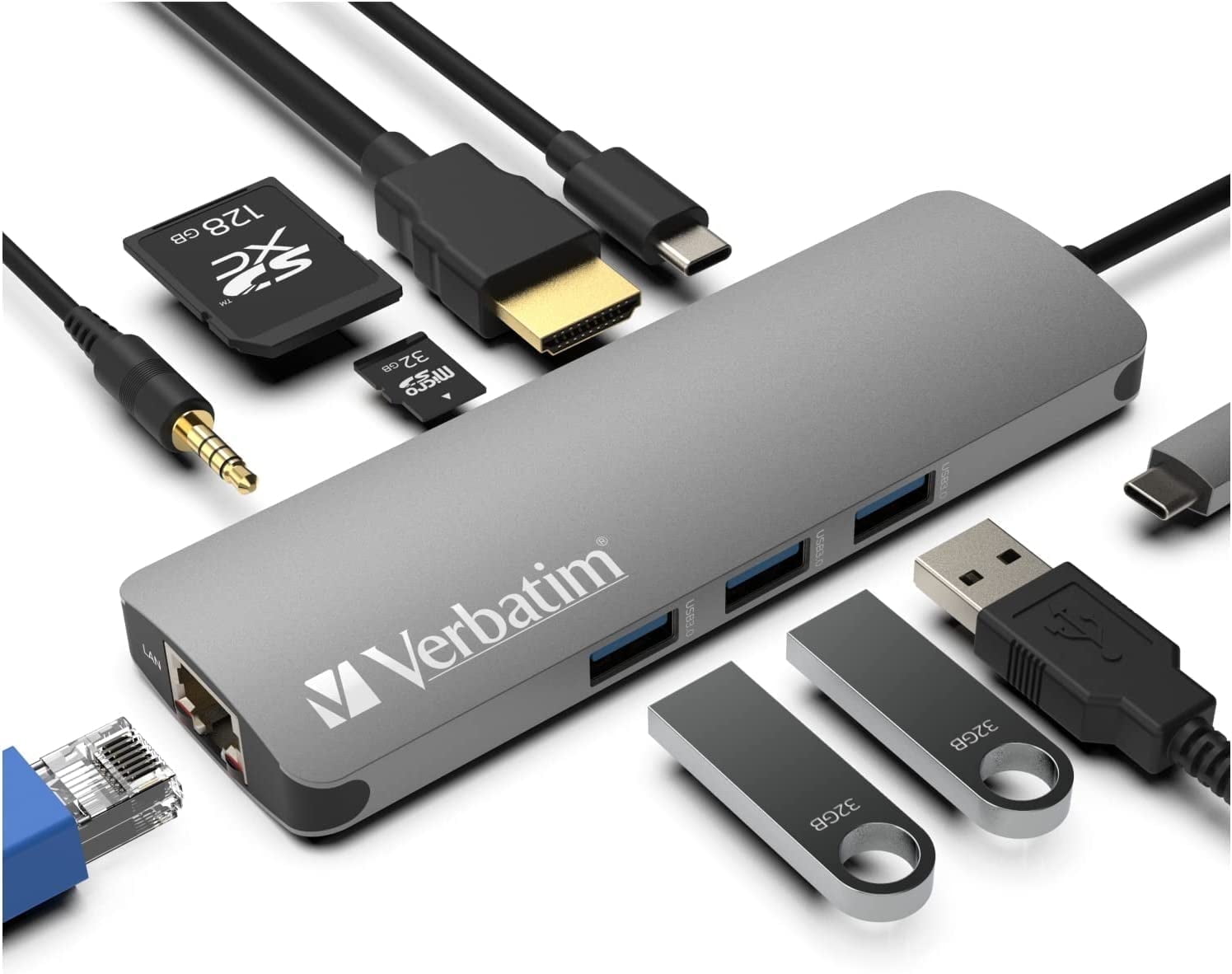 Verbatim 9-in-1 USB-C Hub with 4K HDMI, Power Delivery, USB 3.0, SD ...