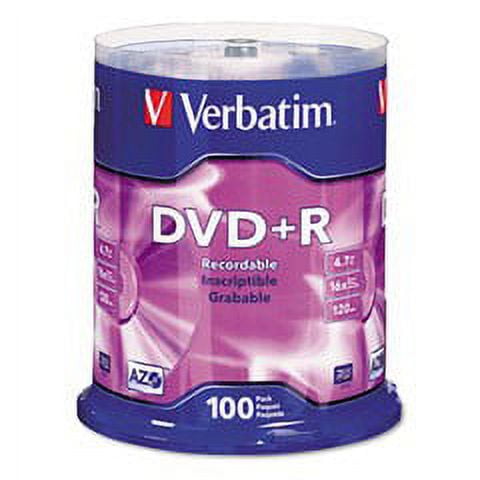 Verbatim 95098 DVD Recordable Media - DVD+R - 16x - 4.70 GB - 100 Pack ...