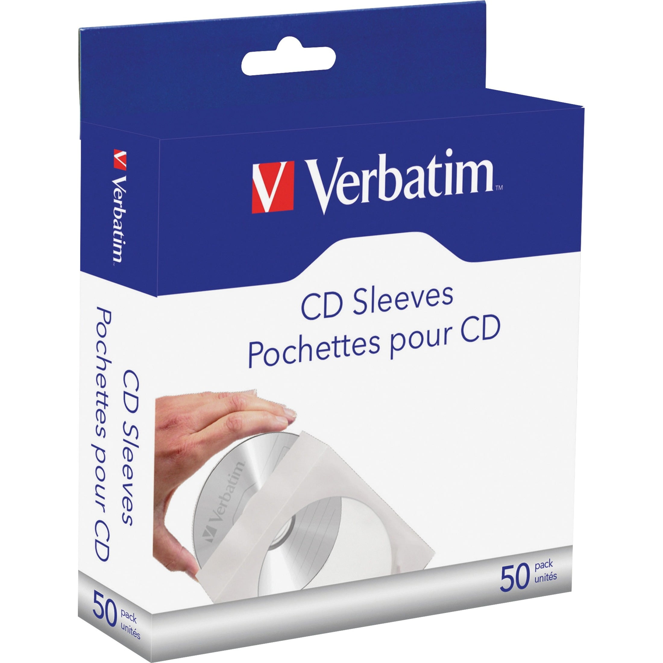 Verbatim CD/DVD Paper Sleeves With Clear Windows, White, Pack Of 50 ...