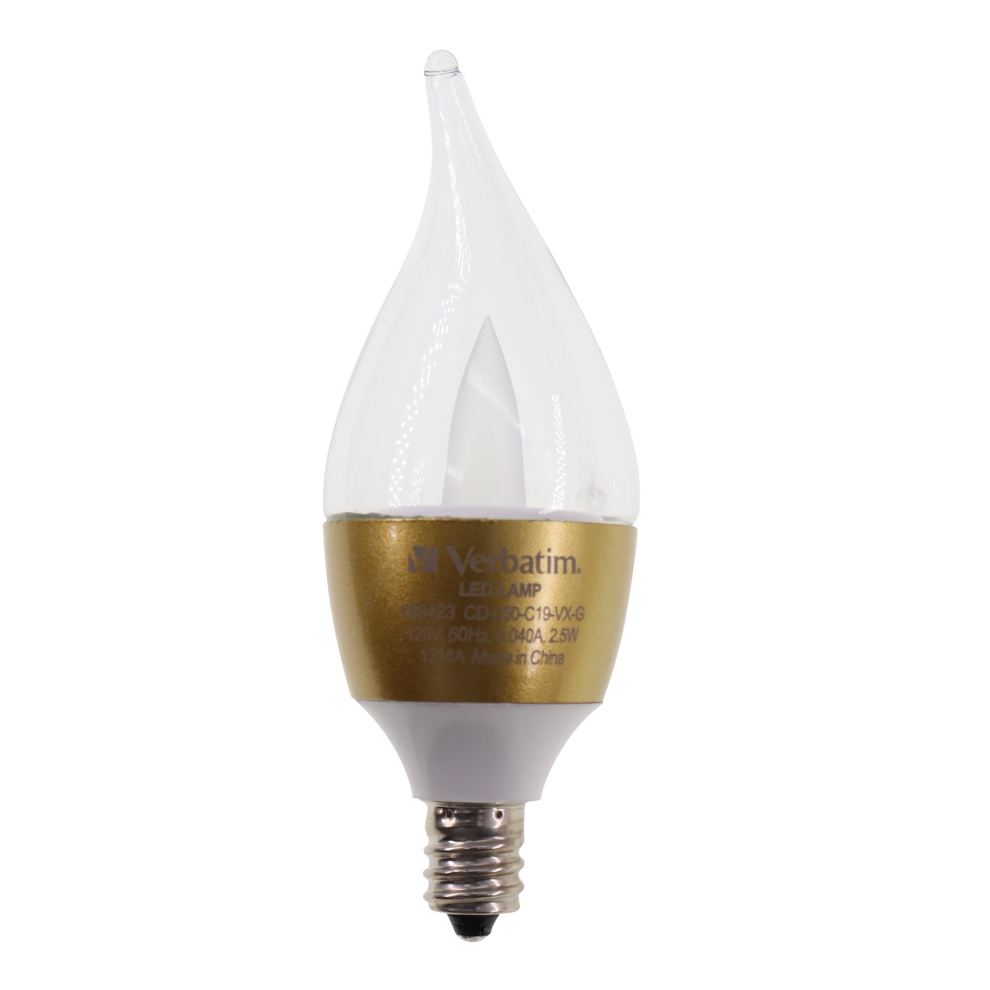 Verbatim CD-L50-C19-VX-G 98423 Non-Dimmable LED Candelabra Bulb, 120V ...