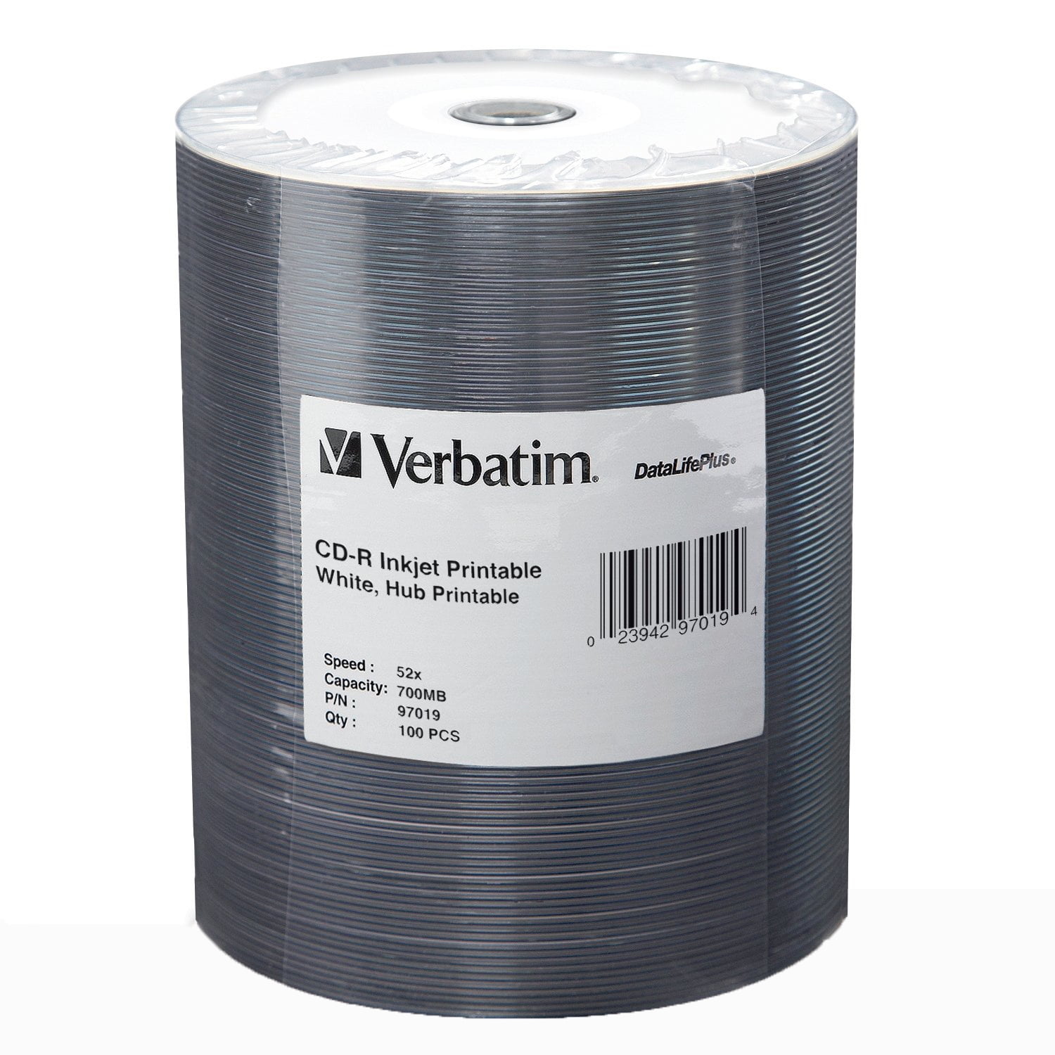 Verbatim CD-R 700MB 52X DataLifePlus White Inkjet Printable, Hub ...
