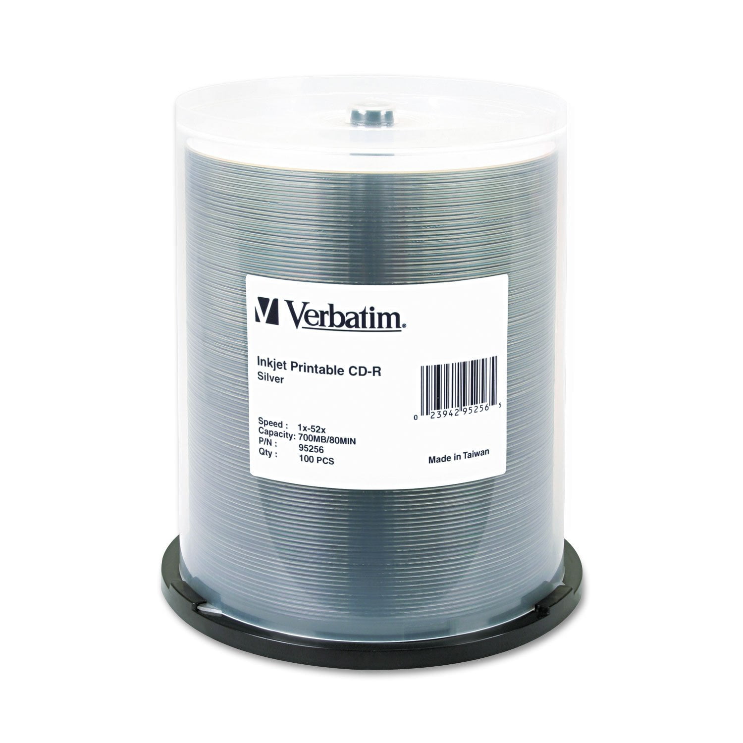 Verbatim CD-R 700MB 52X Silver Inkjet Printable Recordable Media Disc ...