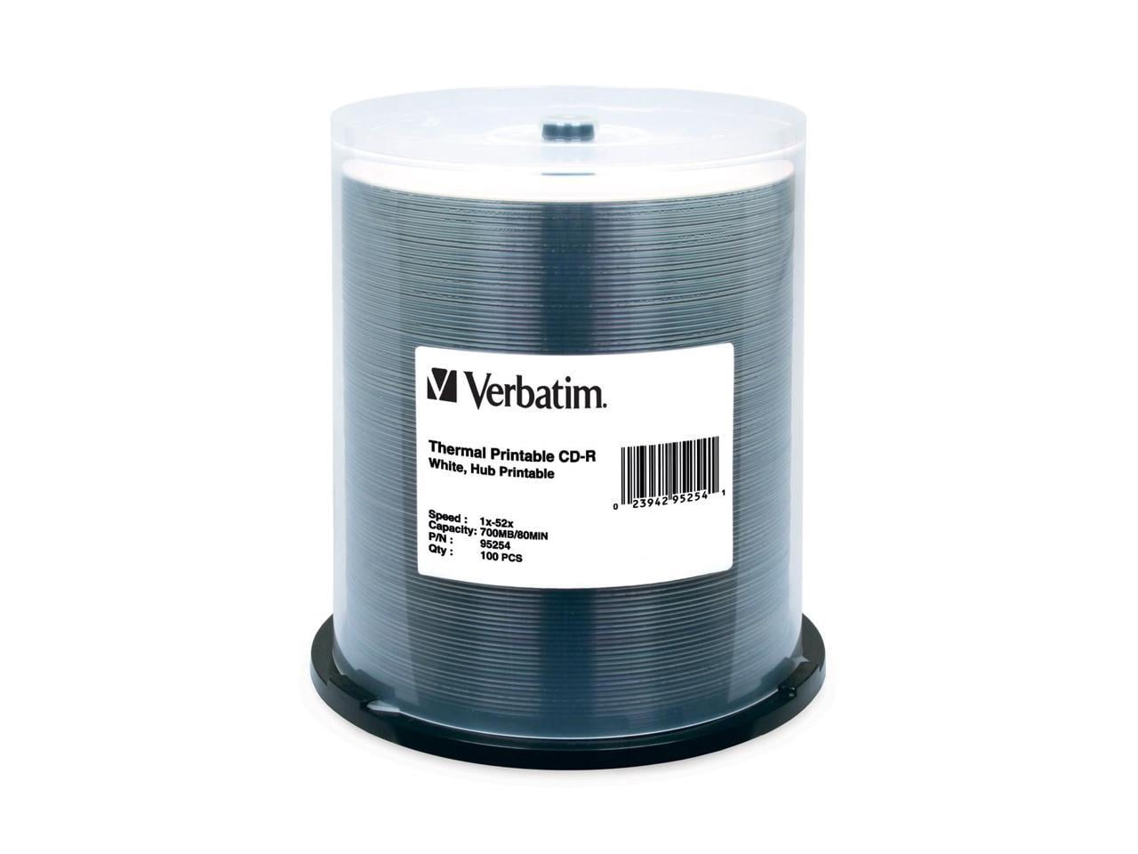 Verbatim Blank Recordable CD-R 700MB 52X, White Thermal Printable, Hub ...
