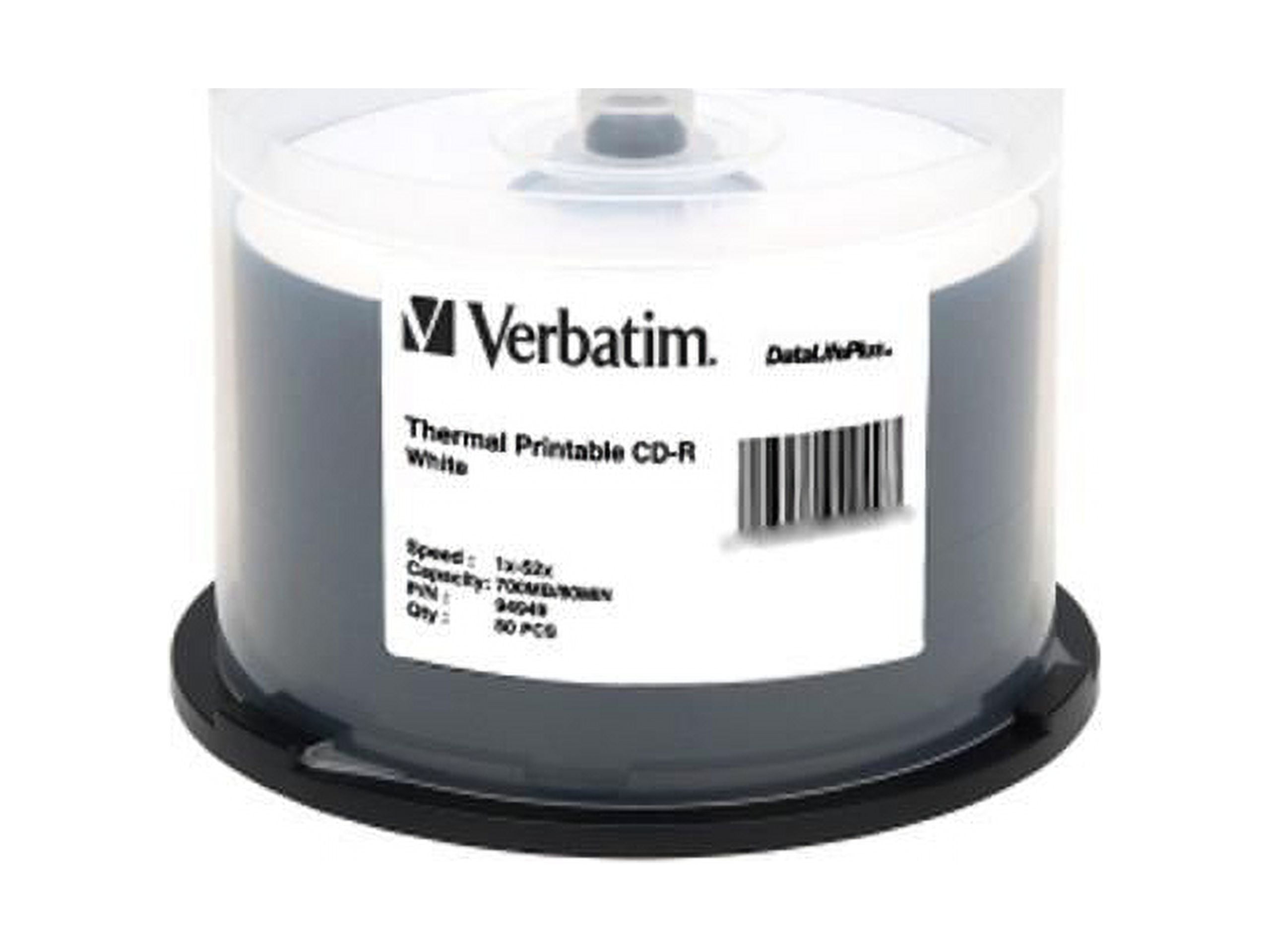 Verbatim CD-R 80MIN 700MB 52X DataLifePlus White Thermal Printable ...