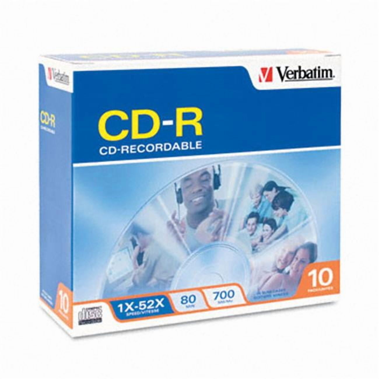 Verbatim CD-R Discs 700MB/80min 52x with Slim Jewel Cases Silver 10 ...