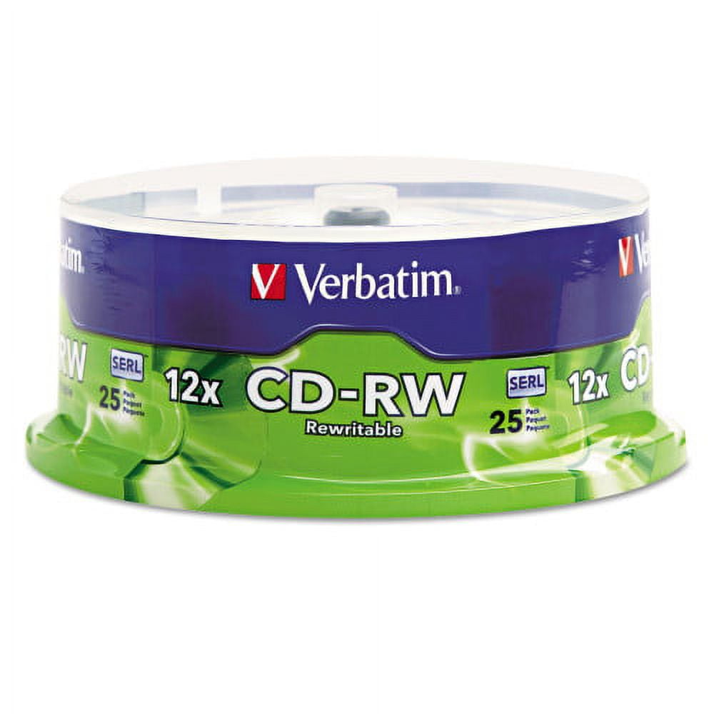 Verbatim CD-RW 700MB 2X-12X Rewritable Media Disc - 25 Pack Spindle ...