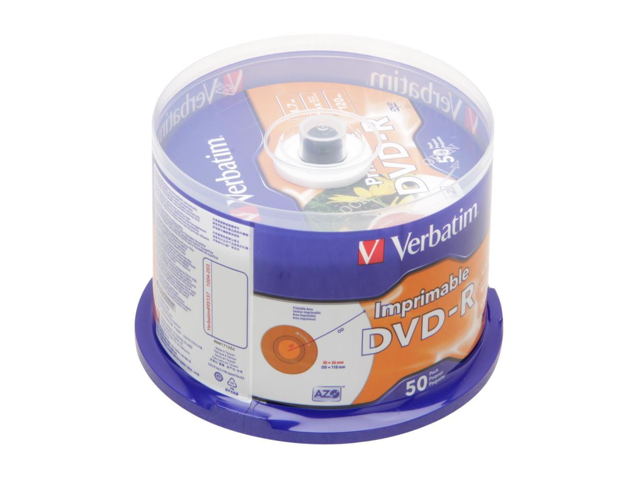 Verbatim DVD-R 4.7GB 16X Branded White Inkjet 50pk Spindle - Walmart.com