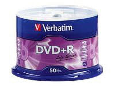 Verbatim Recordable DVD+R 4.7GB 16X Life Series Disk - 50pk - Walmart.com
