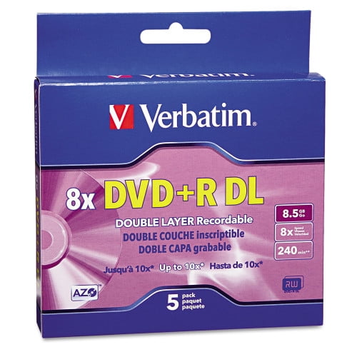 Verbatim DVD+R Dual-Layer Blank Recording Disc, 8.5 GB, 8x Burn Speed ...