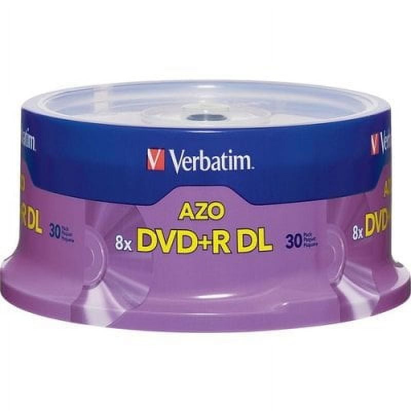 Verbatim DVD+R Dual Layer Recordable Disc, 8.5 GB, 8x, Spindle, Silver, 30/Pack (96542 ...
