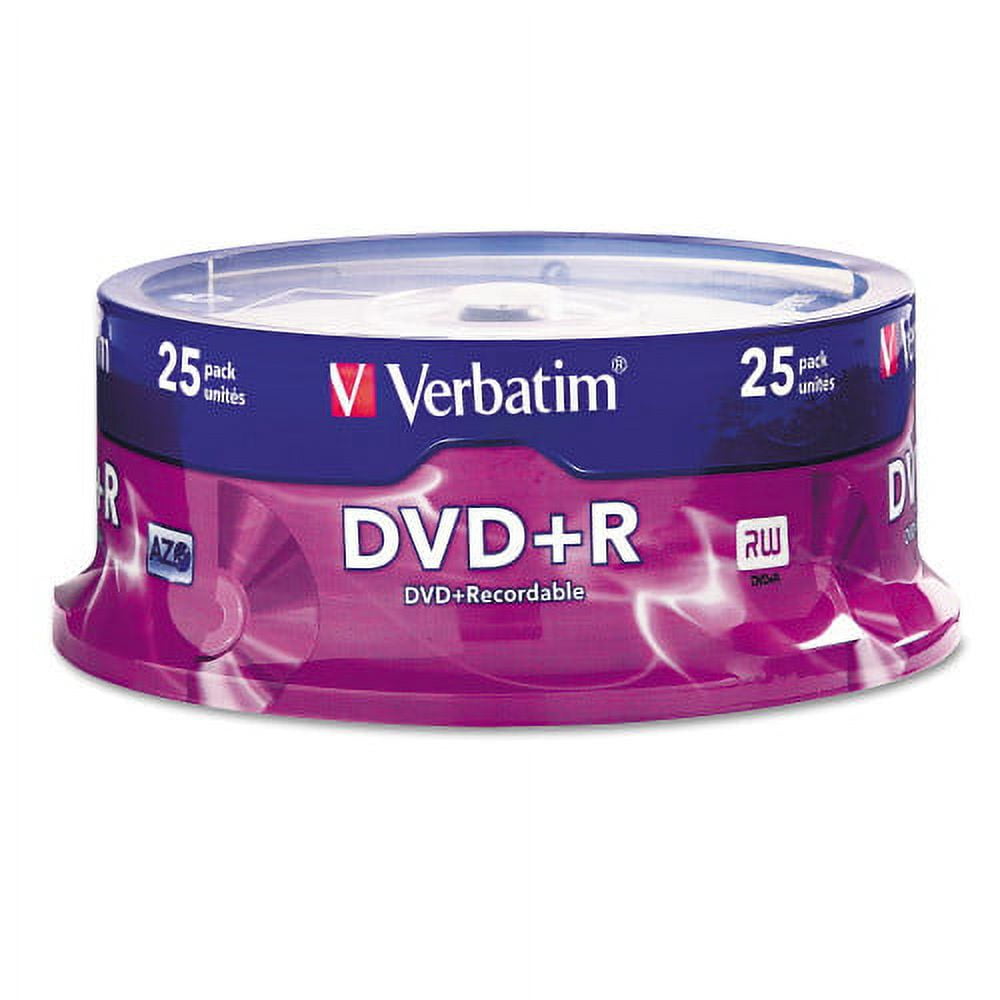 Verbatim DVD+R Recordable Disc, 4.7 GB, 16x Speed, Silver, 25/Pack ...