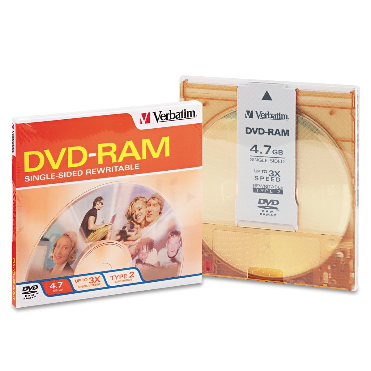 Verbatim 95002 DVD-RAM 4.7GB 3X, Single Sided, Type 4, 1pk with ...