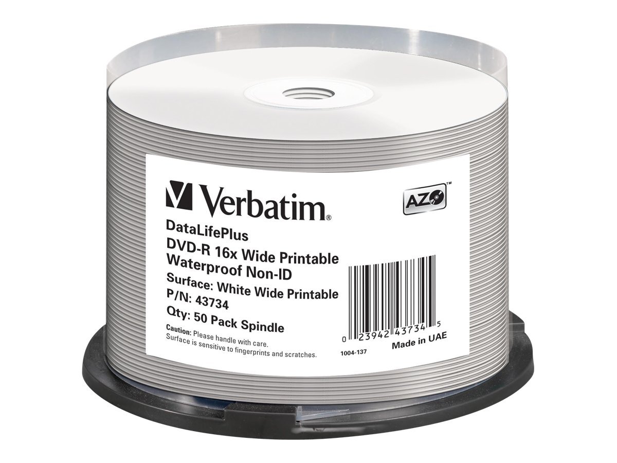 Verbatim DataLifePlus - 50 x DVD-R - 4.7 GB 16x - ink jet printable surface, wide printable ...