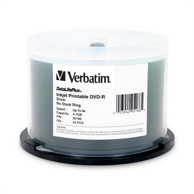 Verbatim DataLifePlus - 50 x DVD-R 4.7 GB 8x - silver - ink jet printable surface - spindle ...