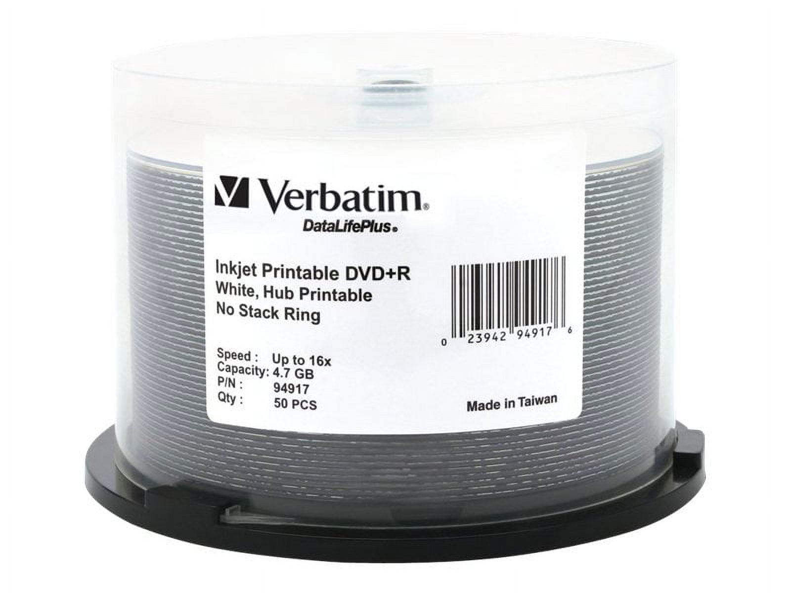 Verbatim, DVD Recordable Disc, 50pk 4.7 GB 16x White Printable ...