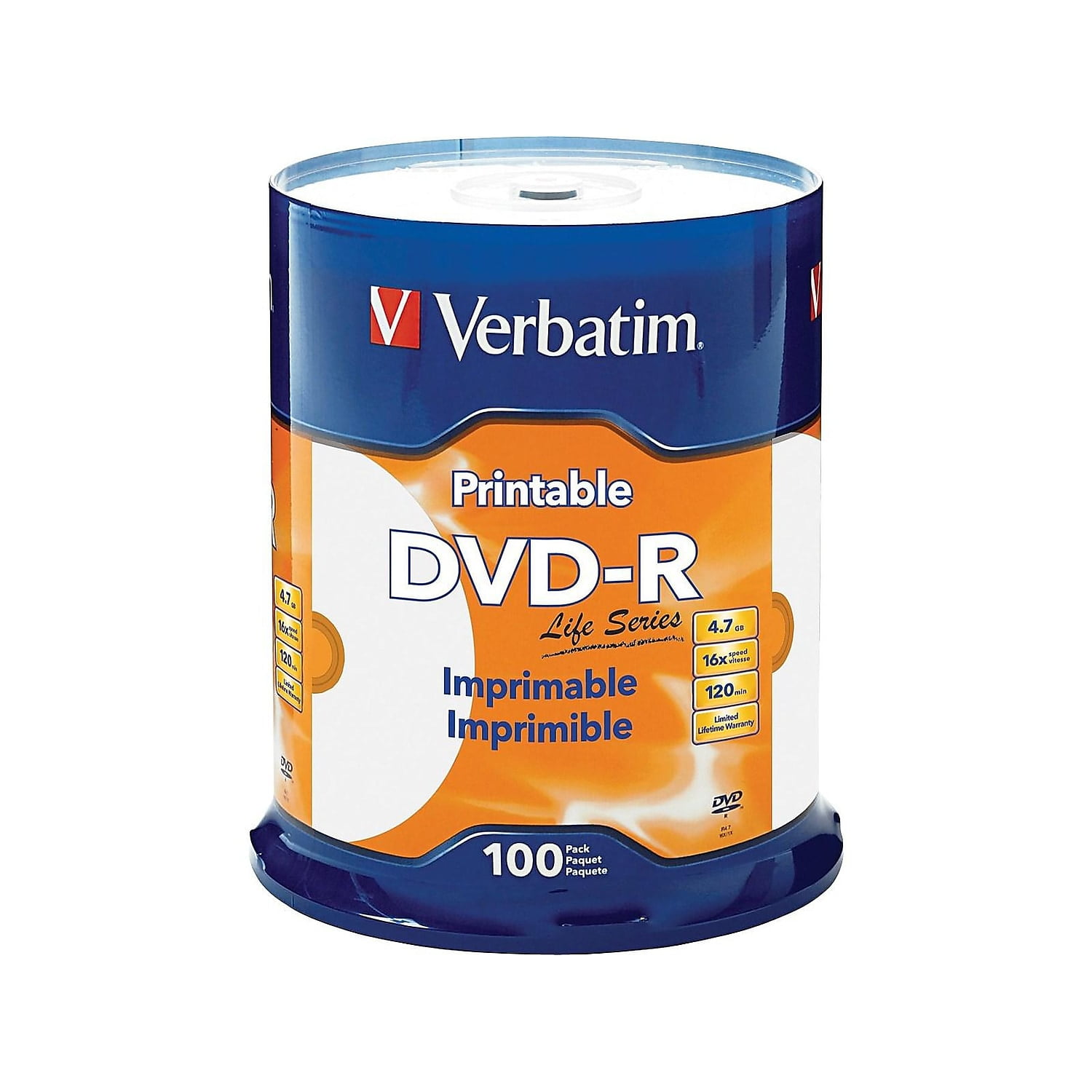 Verbatim® Life Series DVD-R Printable Disc Spindle, Pack Of 100 - Walmart.com