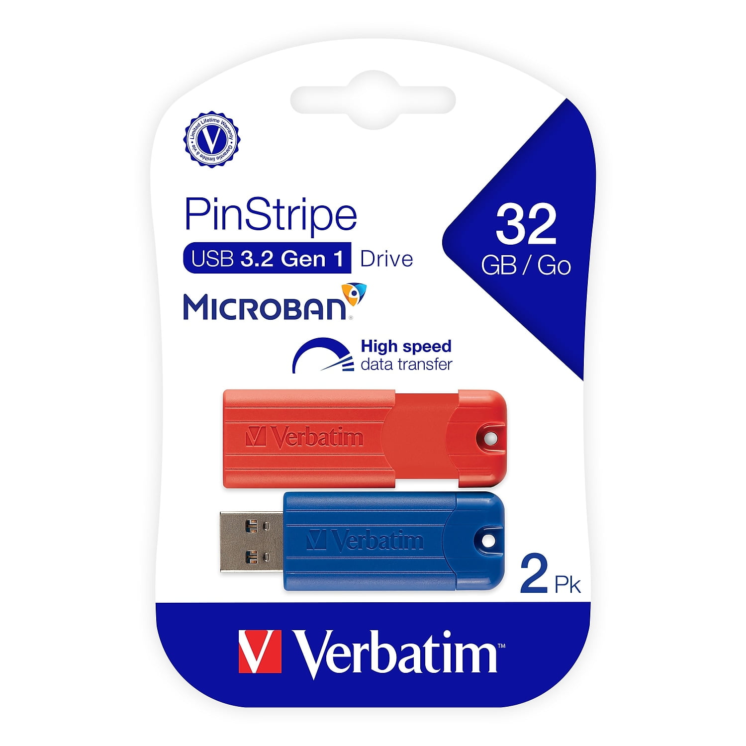 Verbatim PinStripe 32GB USB 3.0 Flash Drive 70056 - Walmart Business ...