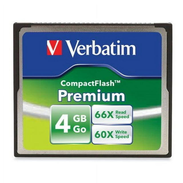 Verbatim Premium CompactFlash Memory Card, 4GB, 66X Read Speed/60X ...