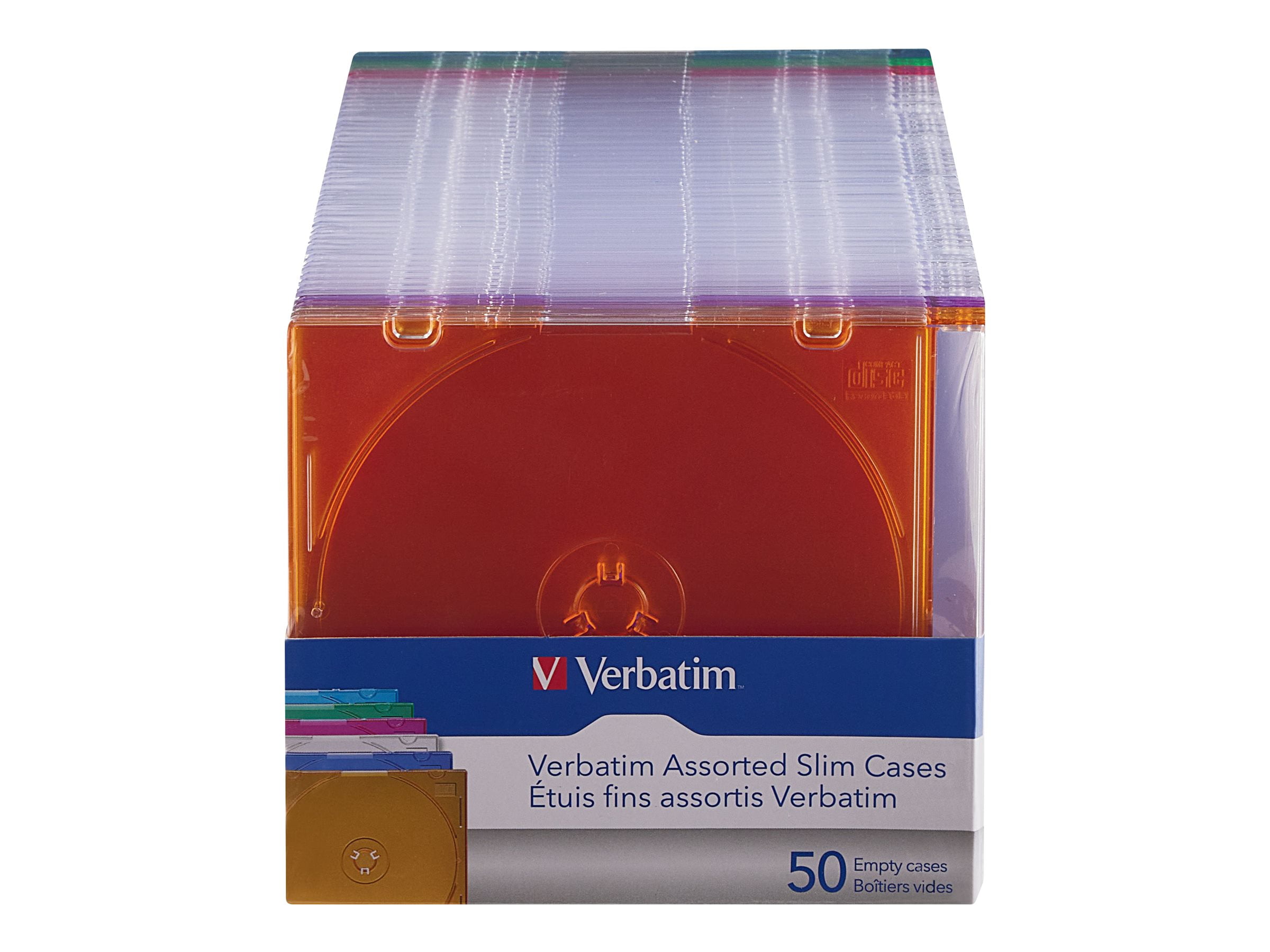 Verbatim Slim Cases for CD, DVD and Blu-Ray, Assorted Colors, 50/Pack ...