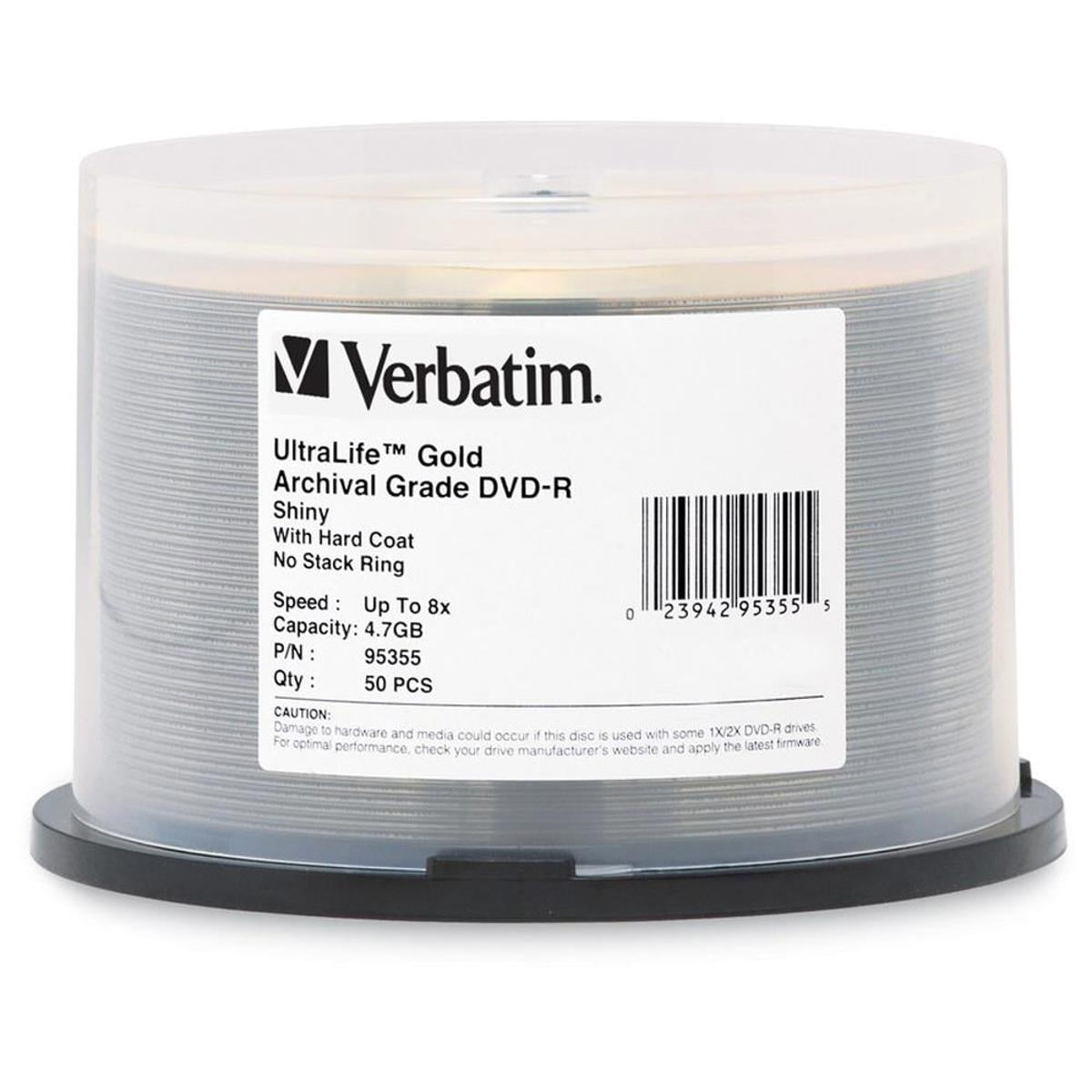 Verbatim 95355 4.7 GB 16x Spindle UltraLife Gold Archival Grade DVD-R ...