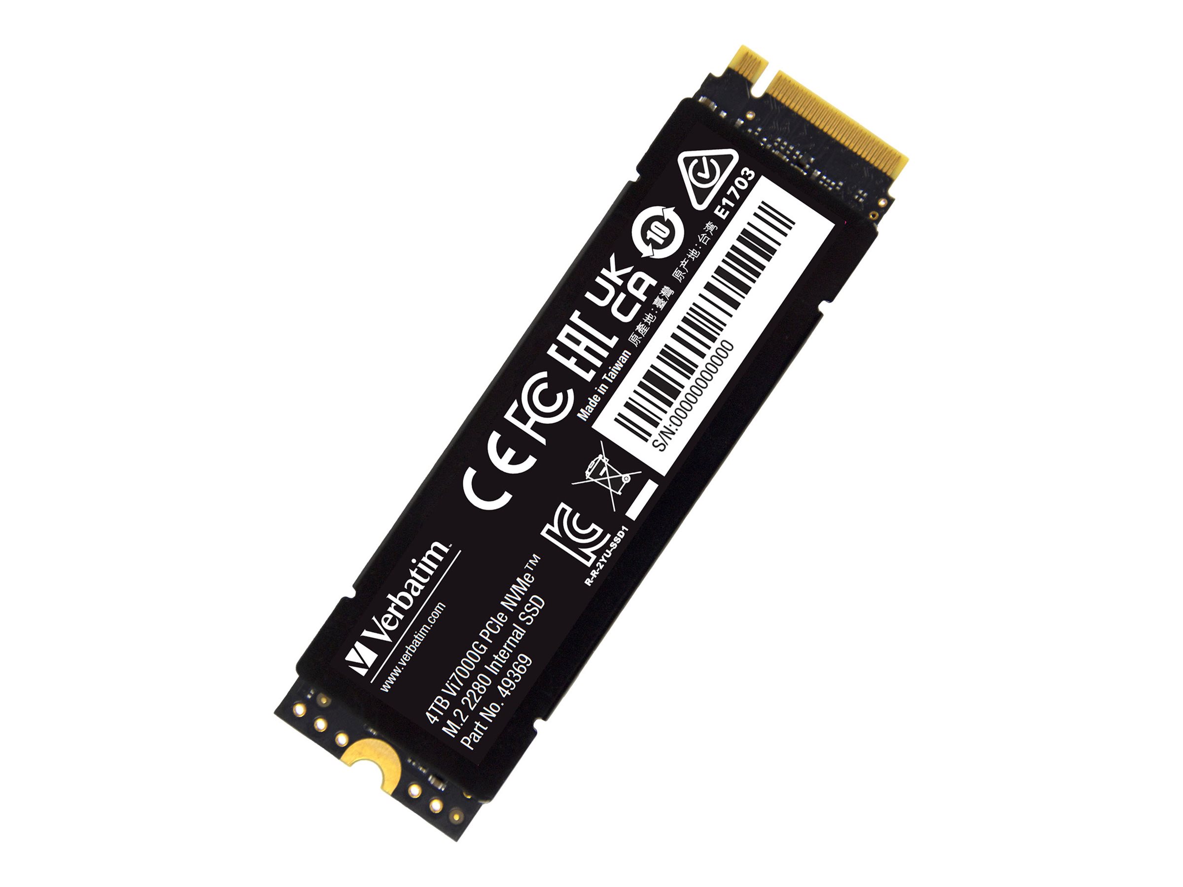 Verbatim Vi7000G - Republic of Gamers - SSD - 4 TB - internal - M.2 2280 - PCIe 4.0 x4 (NVMe ...