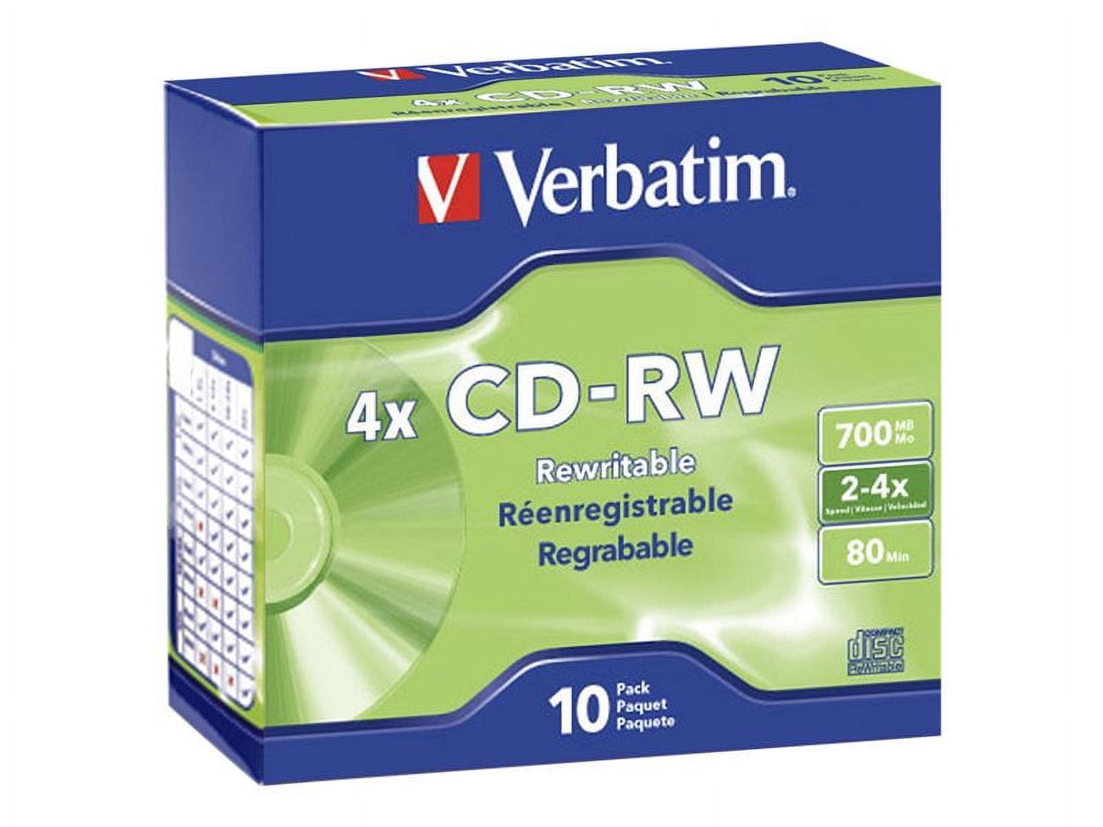 Verbatim cd-rw brand slv 10pk 700mb/4x slim case - Walmart.com