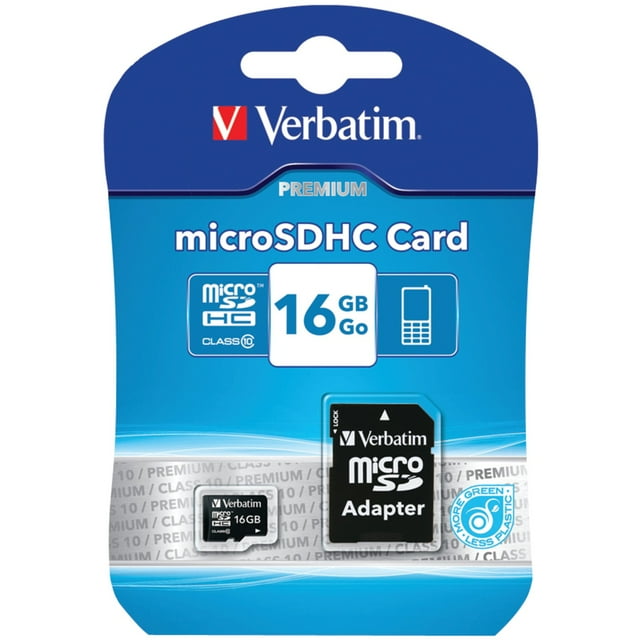 Verbatim microSDHC Card w/Adapter, Class 10, 16GB - Walmart Business ...