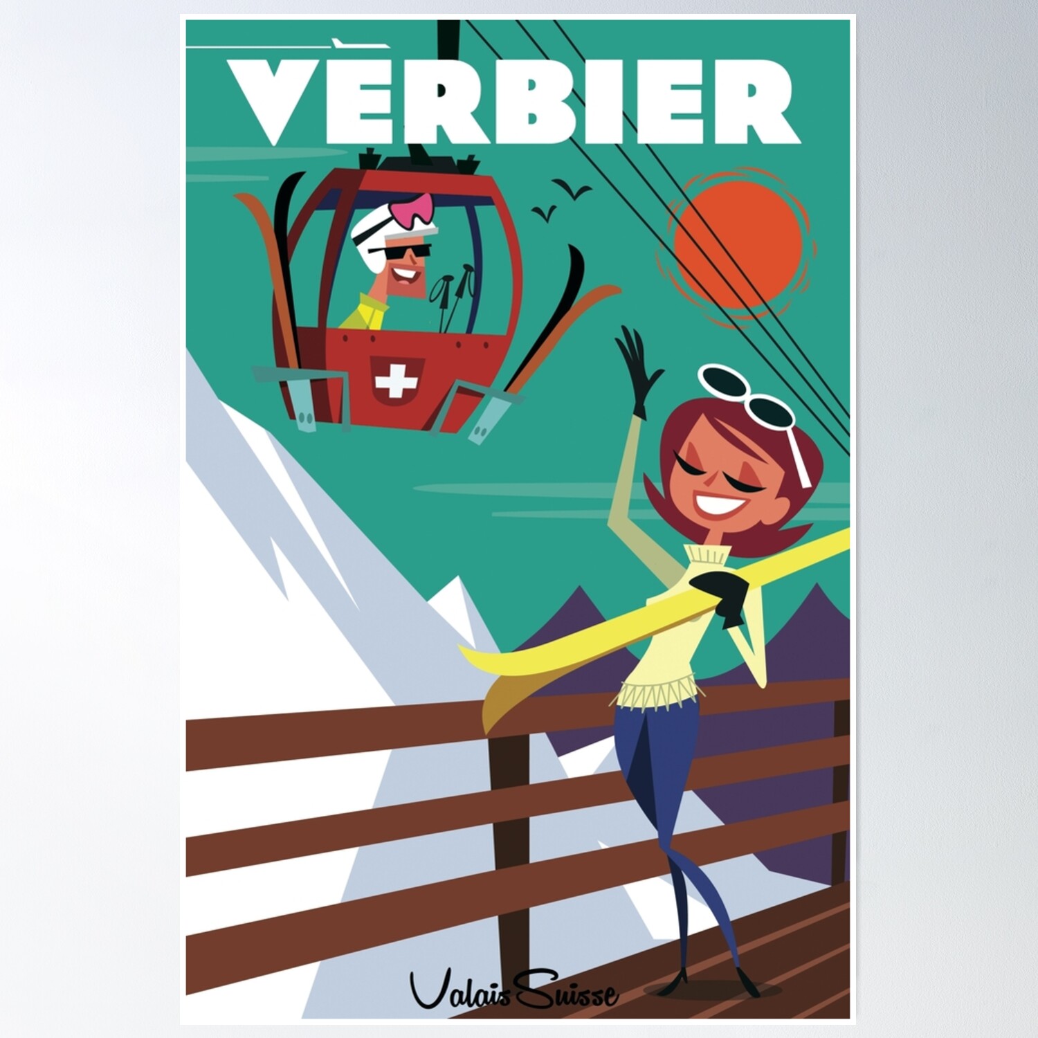 Verbier Ski Poster Poster Wall Art, Modern Wall Decor, 8x12 UNFRAMED ...