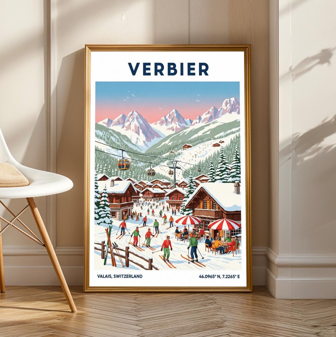 Verbier Skiing Art Print: Retro Swiss Alps Travel Poster, Unframed ...
