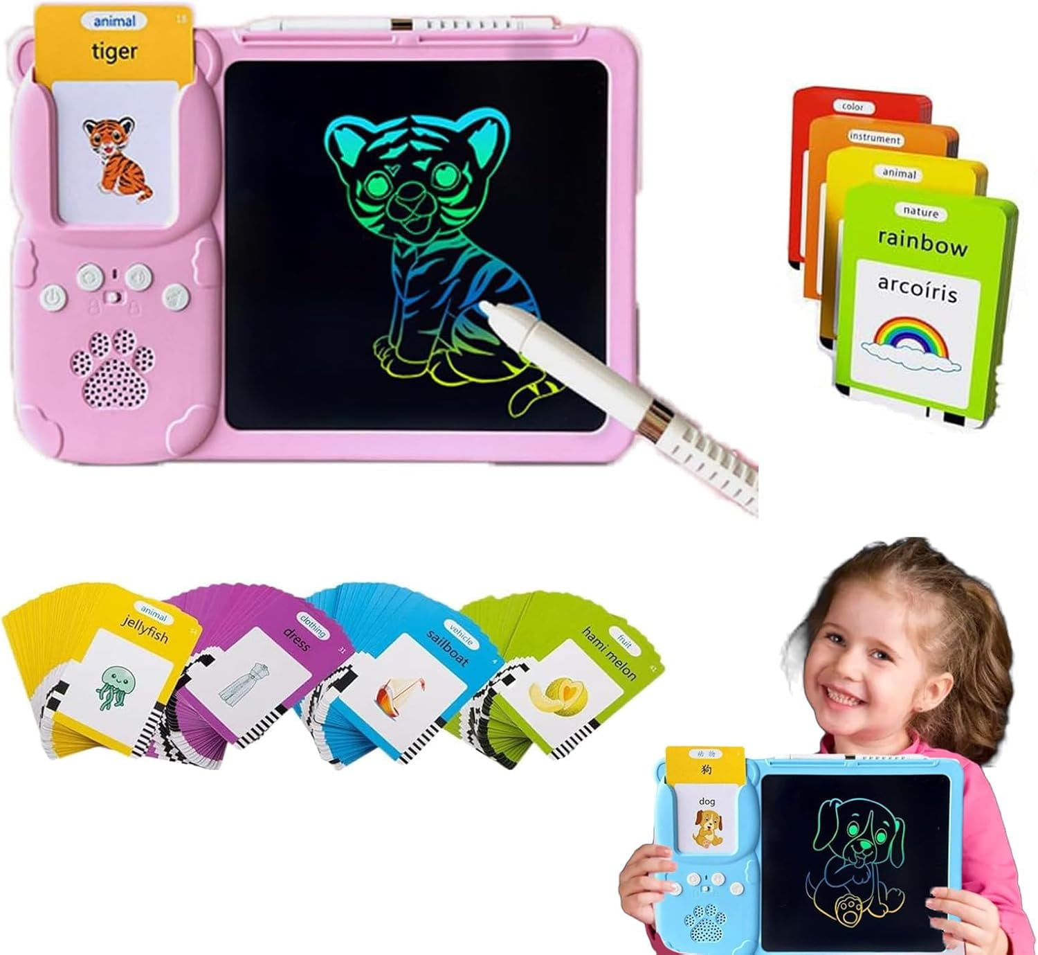 Verbio Talking-Tablet, 2-in-1 English Speaking Flashcards & Interactive ...
