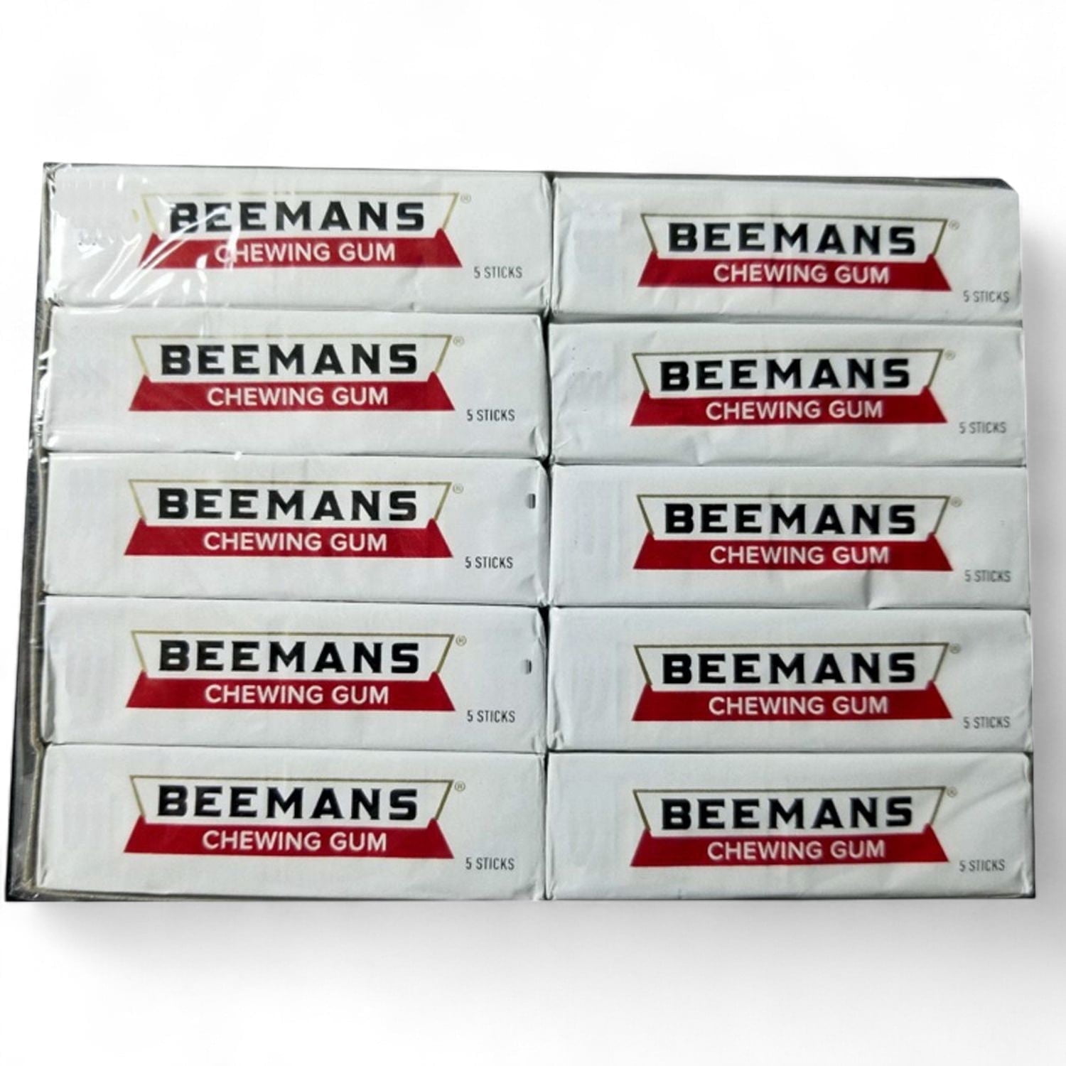 Beemans Mint Chewing Gum, 5-Stick Packs, 10 Count (50 Pieces Total ...