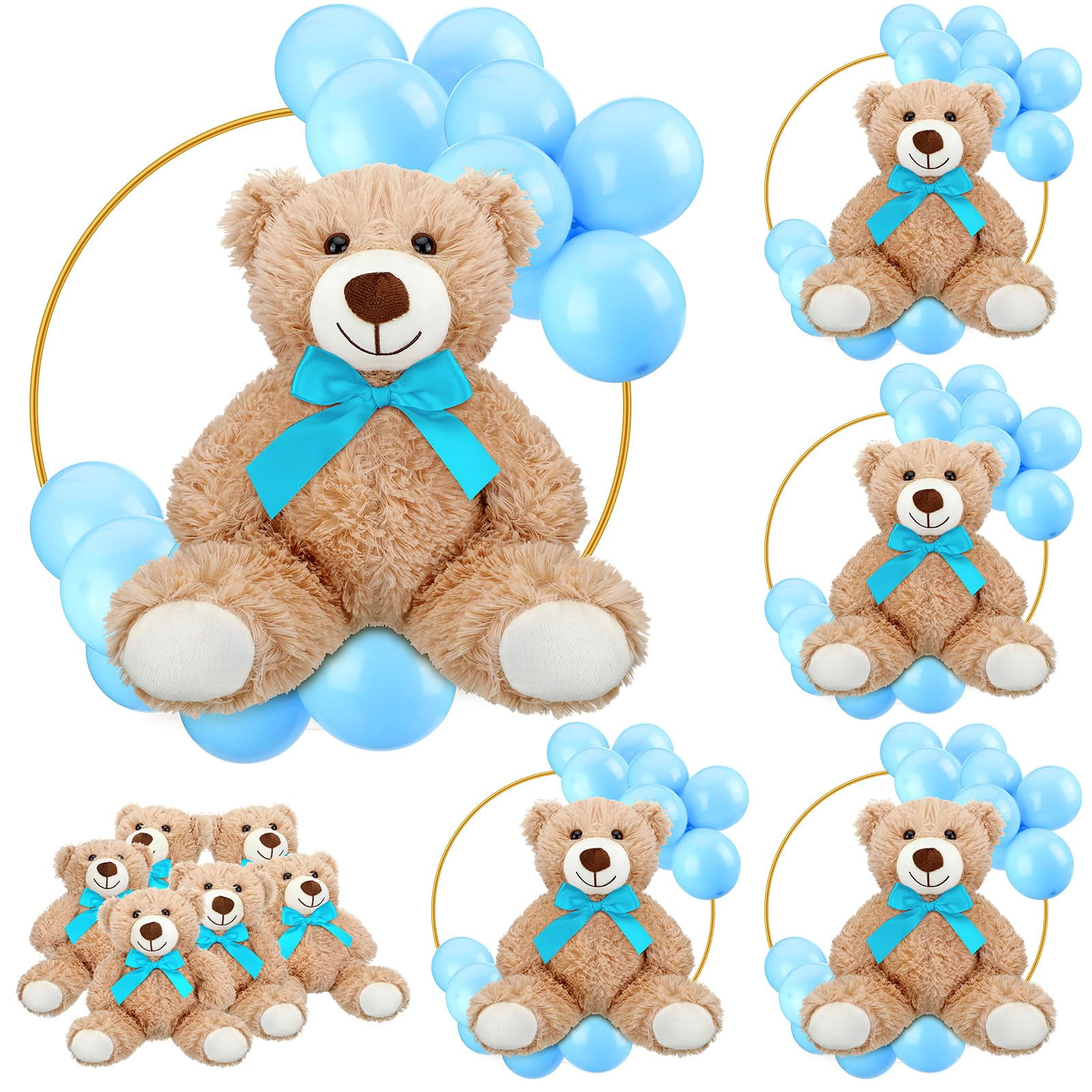 VercanMonth 6 Sets Bear Baby Shower Table Centerpieces Bear Stuffed Animals 12 Inch Metal Floral ...