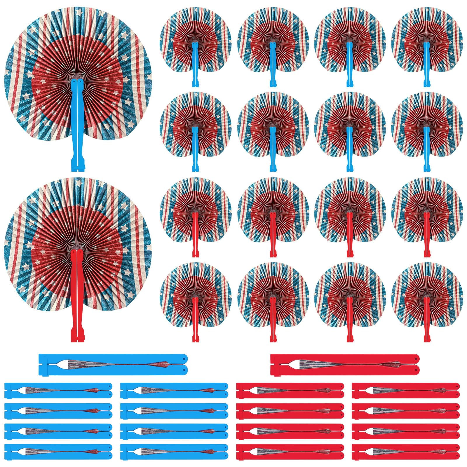 Vercraft 36 Pcs Patriotic Star and ATT1Stripe Folding Fans Fourth of ...