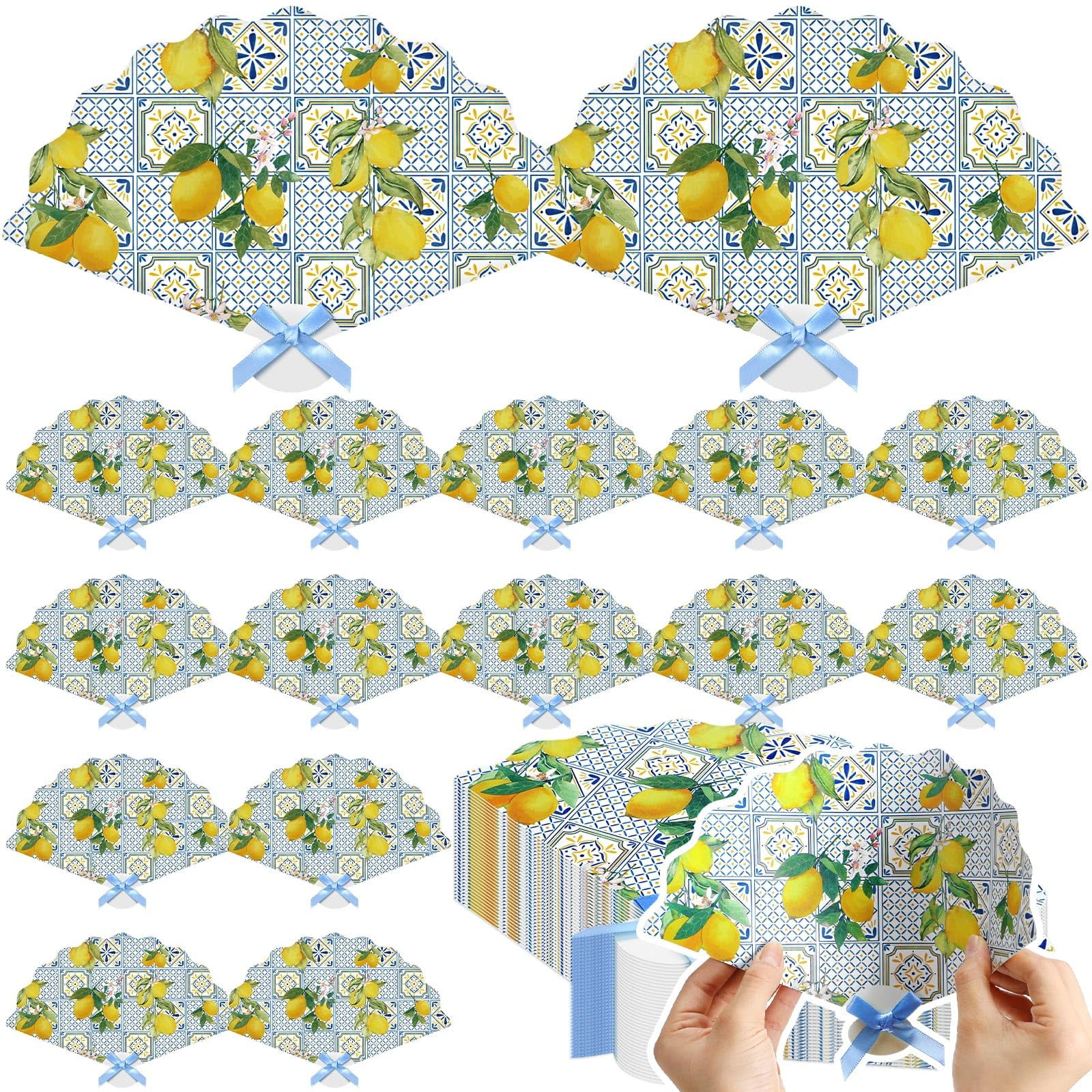 Vercraft 60 PcsEGSC Capri Plastic Hand Fans with Bow Bulk Wedding Favor ...