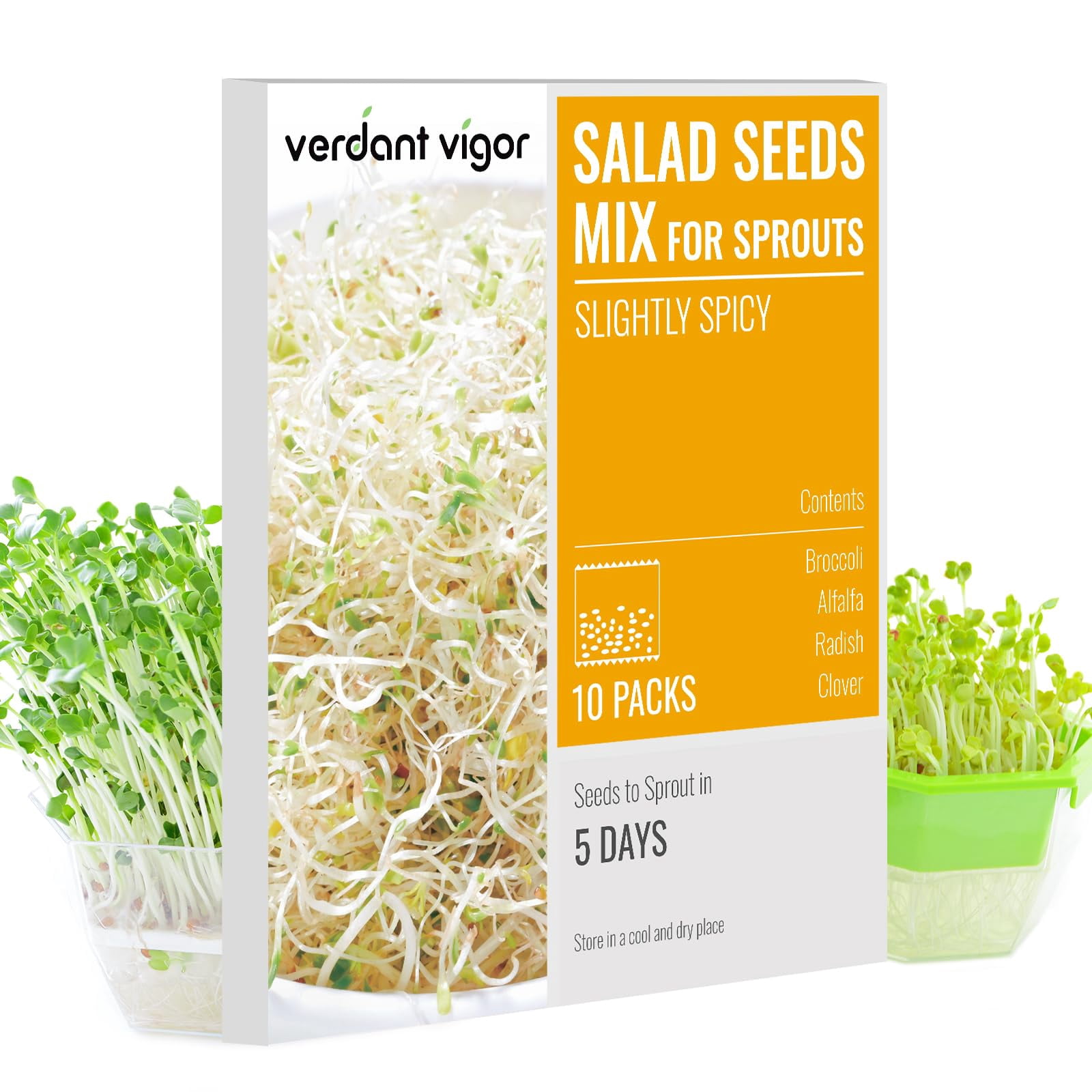 Verdant Vigor SproutingUMRT Seeds Mix, Salad Blend, Broccoli, Alfalfa ...