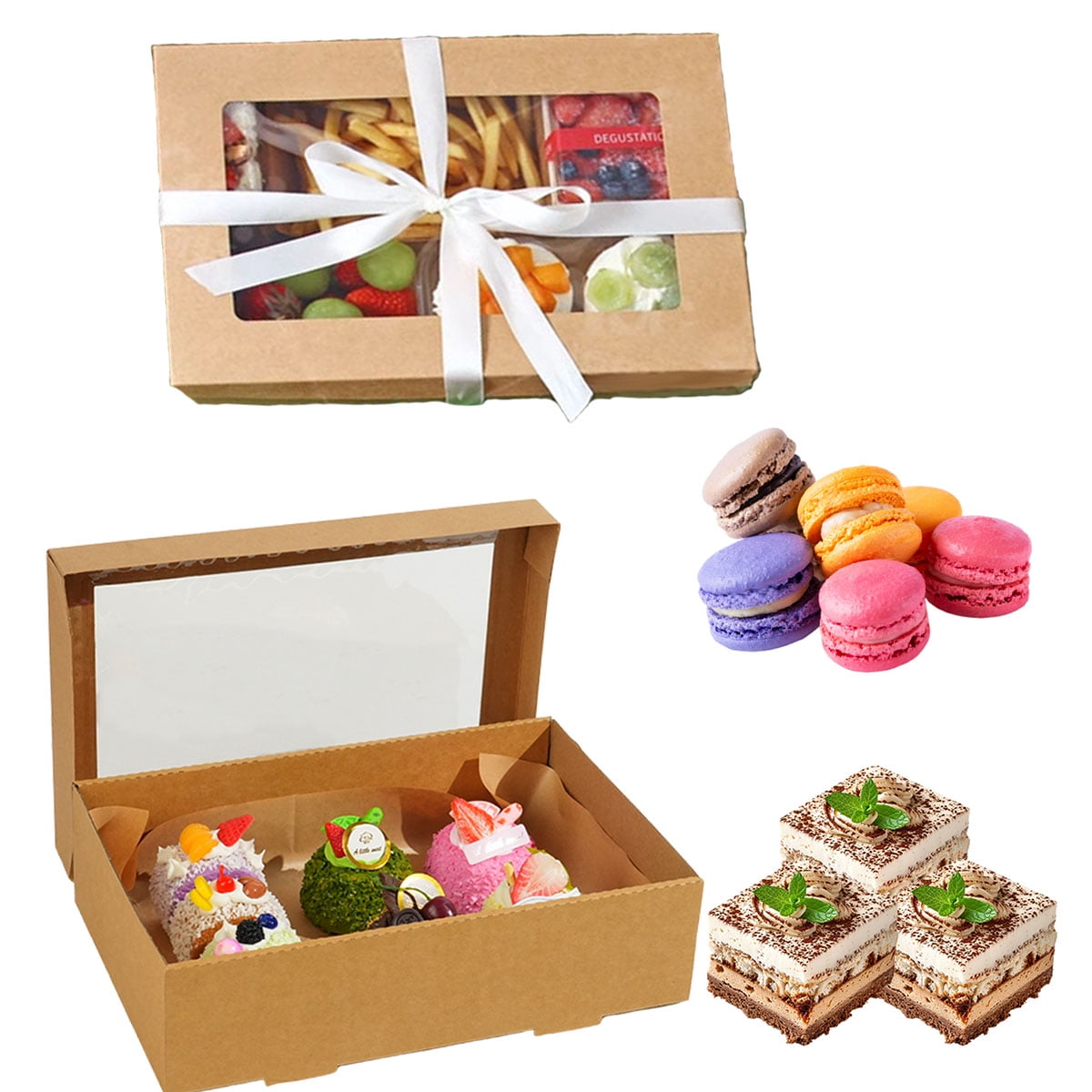Verdelife 17.7''x12.2''x3.5'' 10 PcsTo Go Box, Cookie Boxes with Window ...
