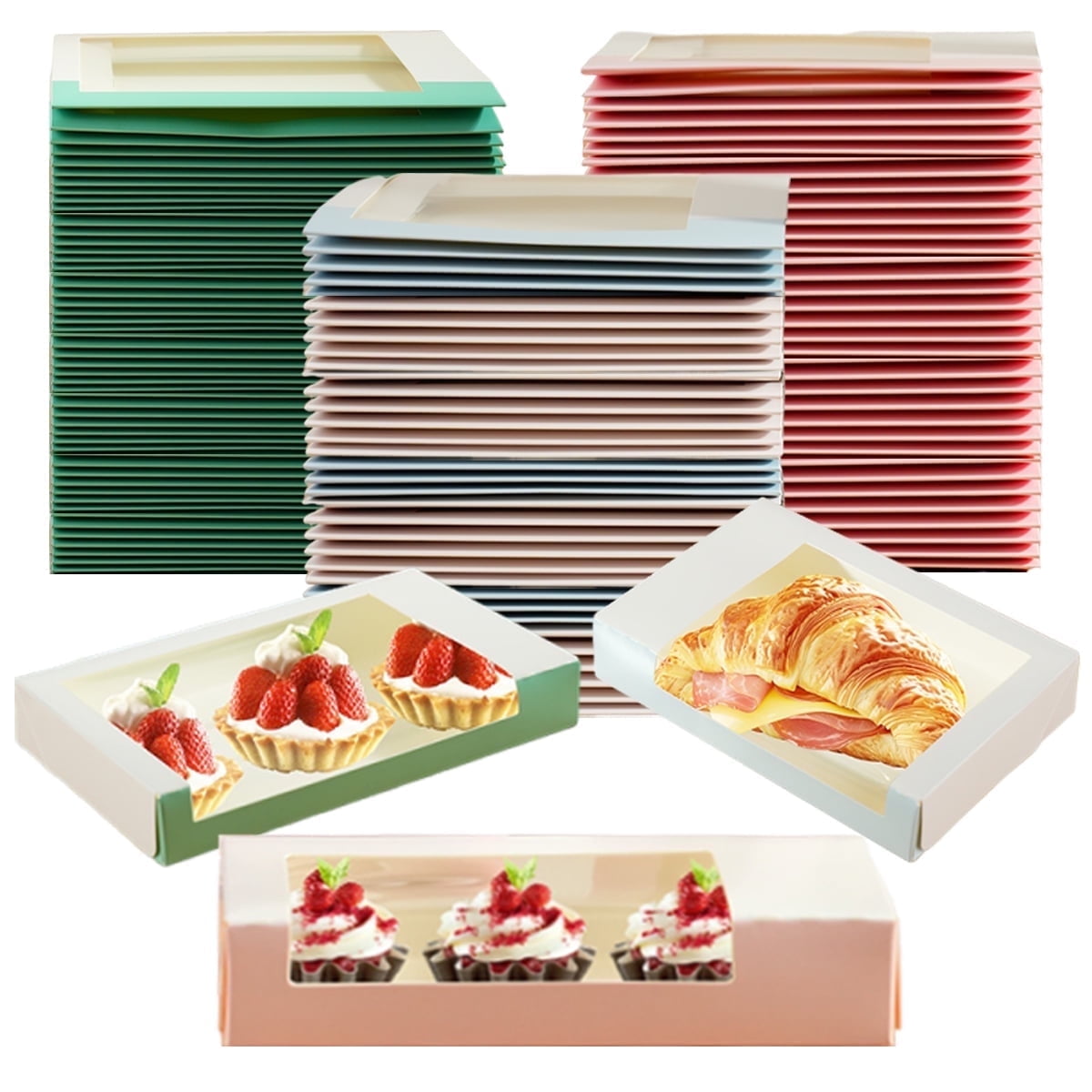 Verdelife 30 Pack, Green Cookie Boxes Bakery Packaging Boxes with ...