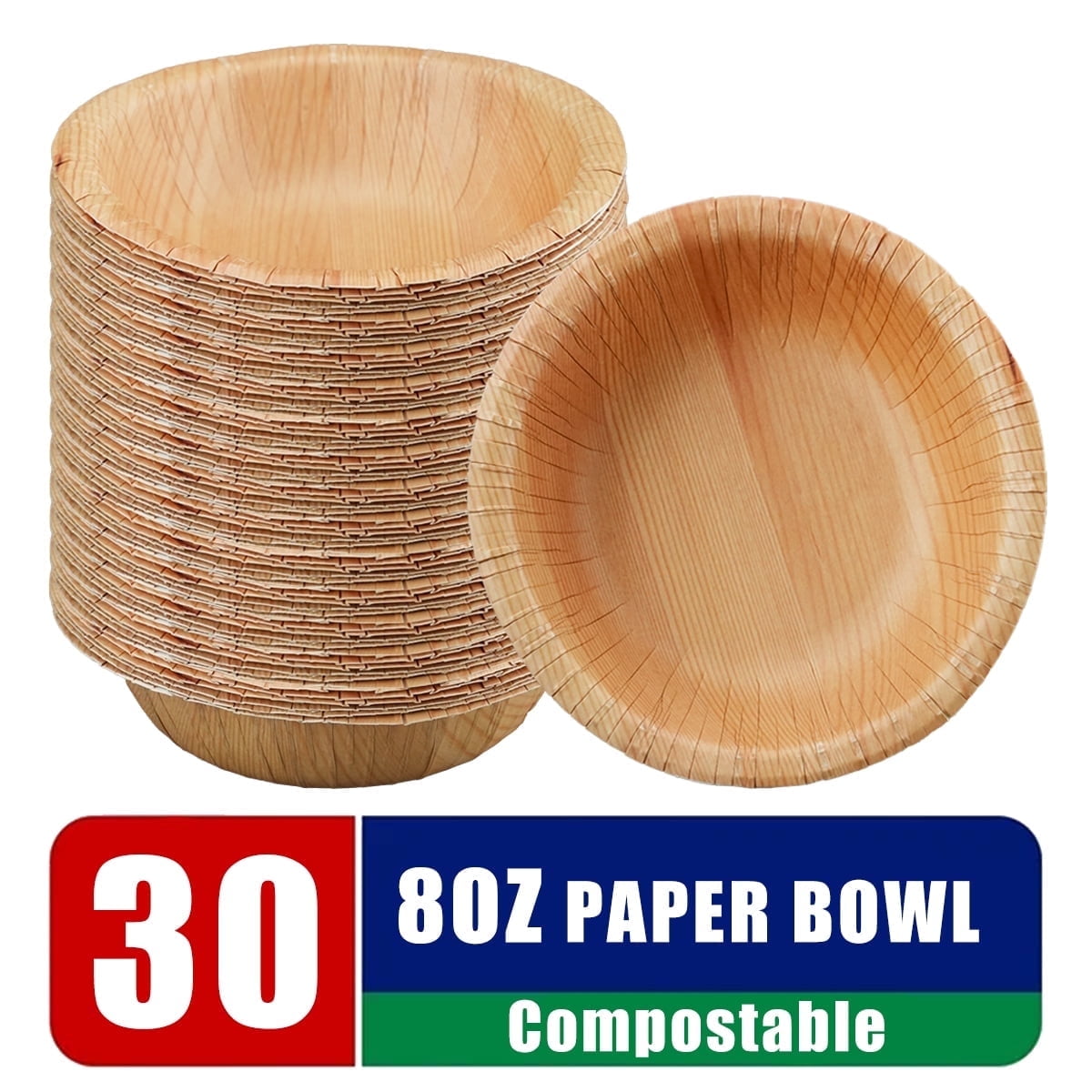 Verdelife Compostable, Microwave Safe Disposable Paper Bowls, 8 oz ...