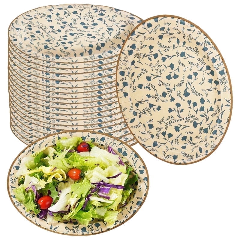 Verdelife Disposable Paper Plates, 8.5'' Vintage Floral Plates 50 Count ...