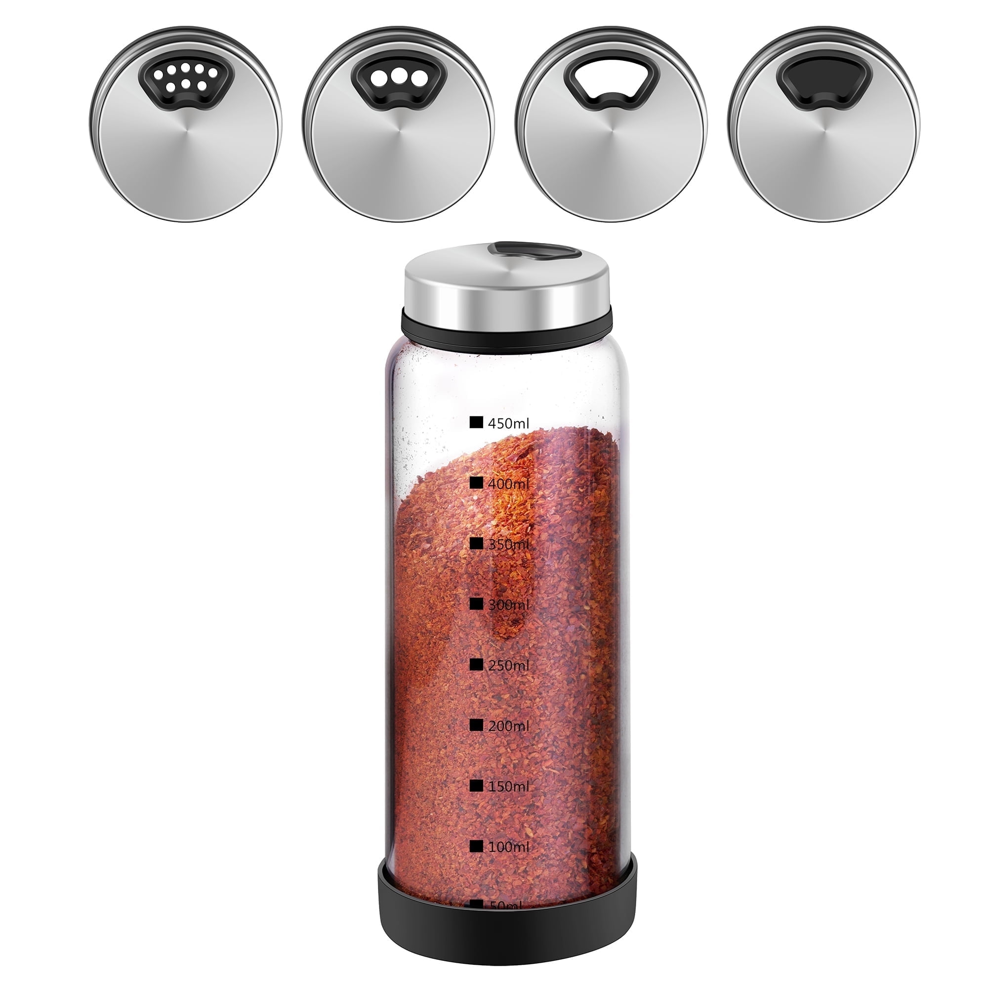 Verdental 15 oz Clear Glass Salt, Pepper, Spices and Sugar Shakers with ...