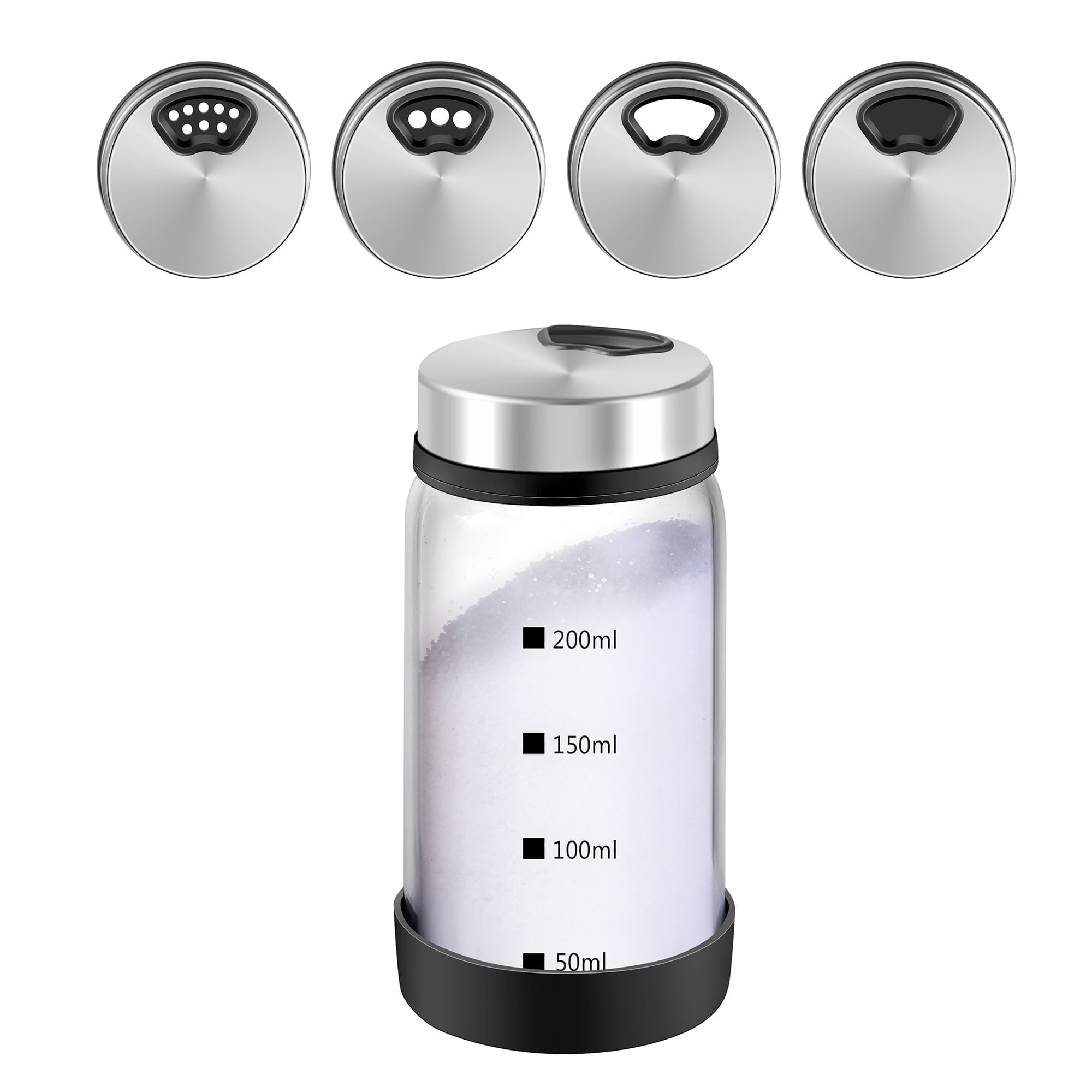 Verdental 7 oz Clear Glass Salt, Pepper, Spices and Sugar Shakers with ...