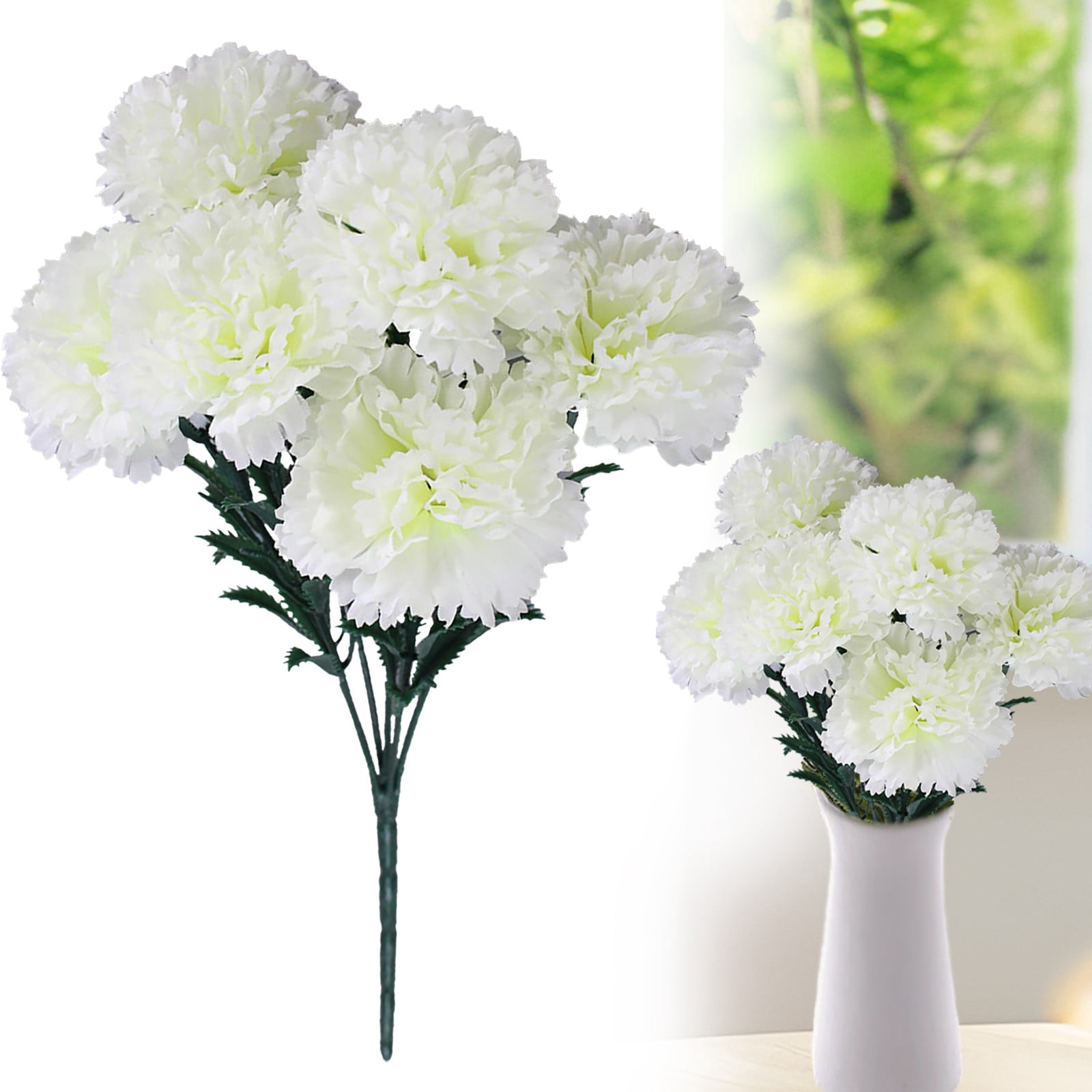 Verdsylv 7-Headed Artificial Carnation Bouquet with Stems, Realistic ...