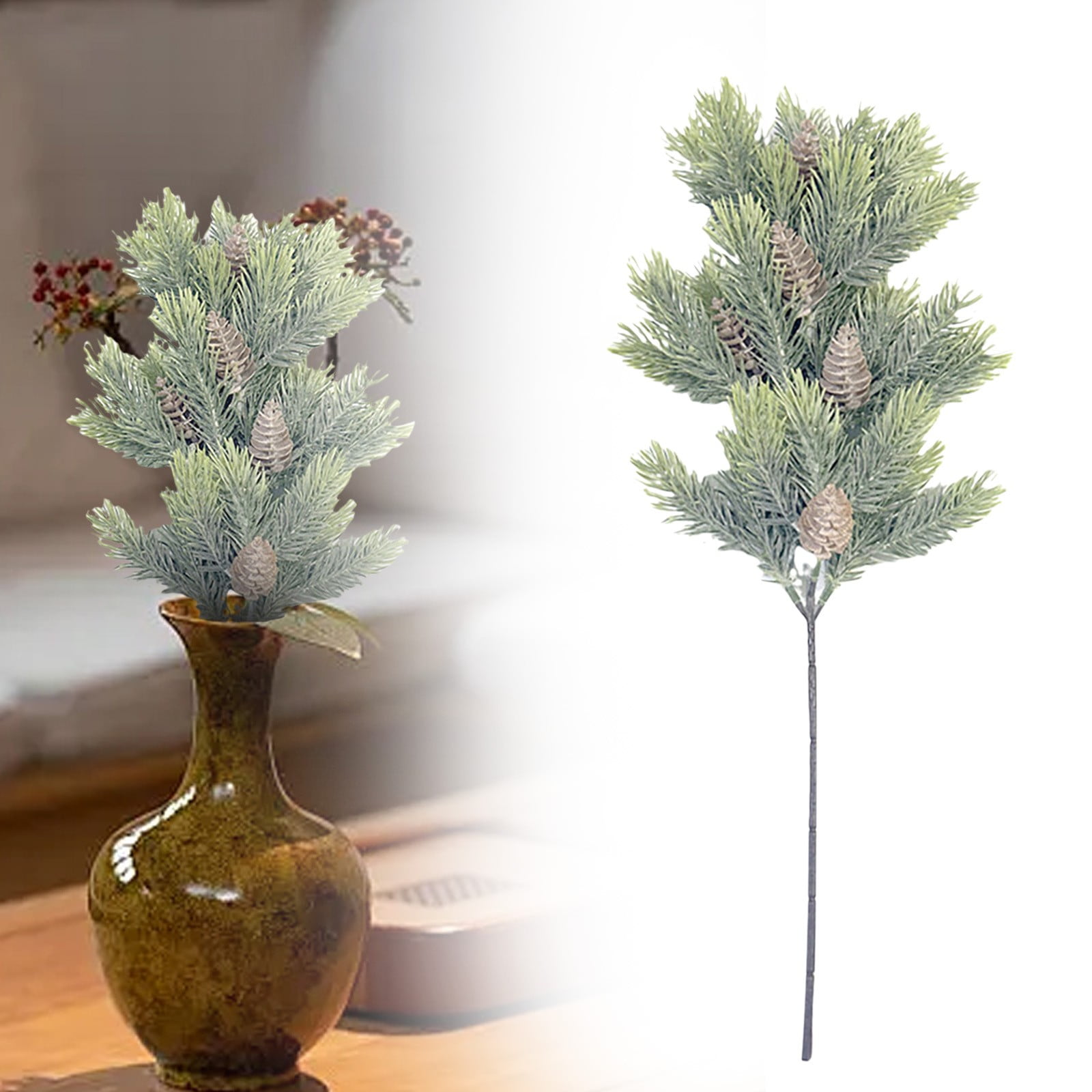 Verdsylv Artificial Cedar Sprigs, 1 Stem Artificial Pinecone Spray ...